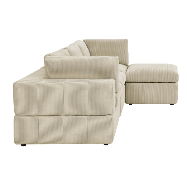 Wade Logan® Atianna 4 - Piece Corduroy Sectional & Reviews | Wayfair