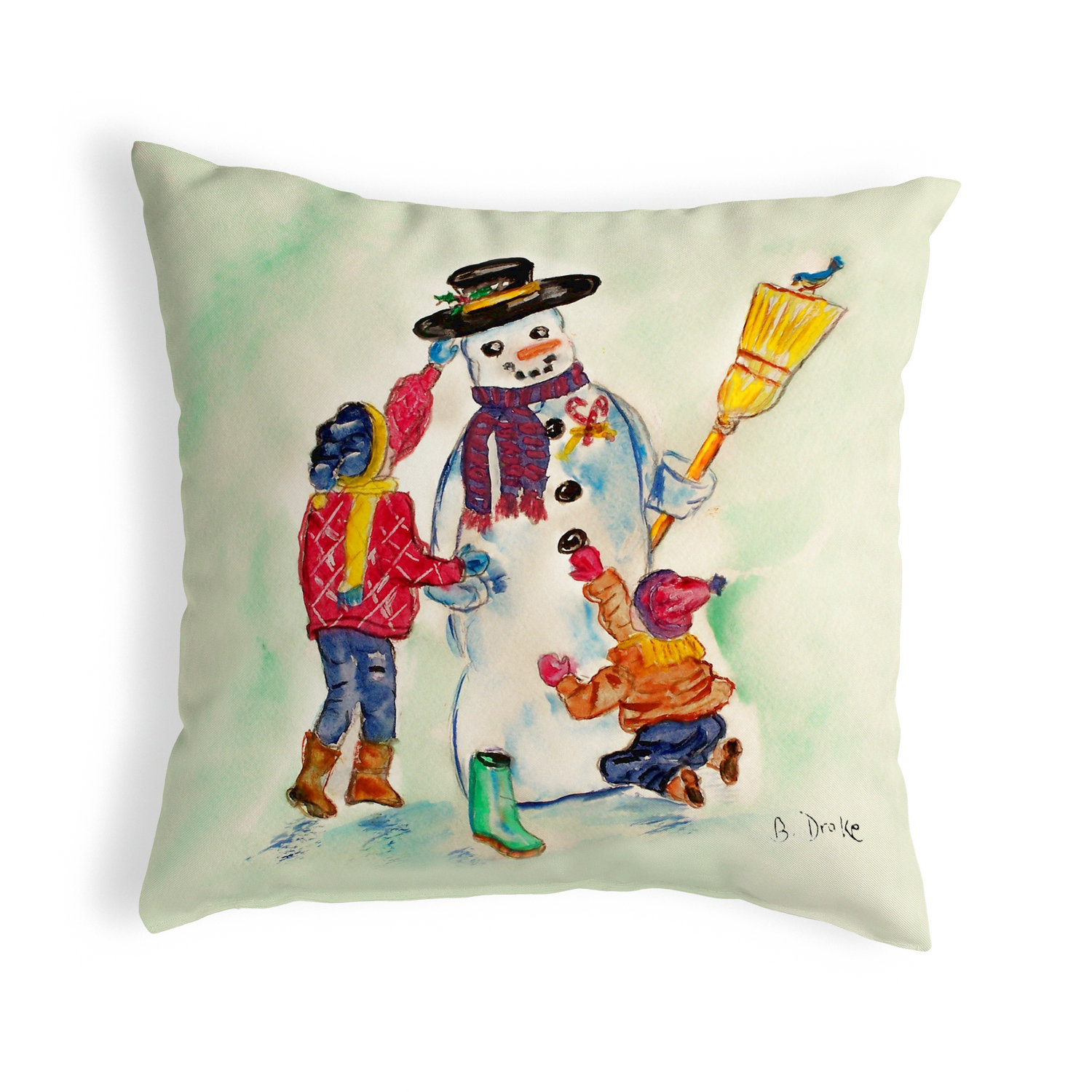 Betsy Drake Interiors Snowman Snowman Indoor/Outdoor Throw Pillow | Wayfair