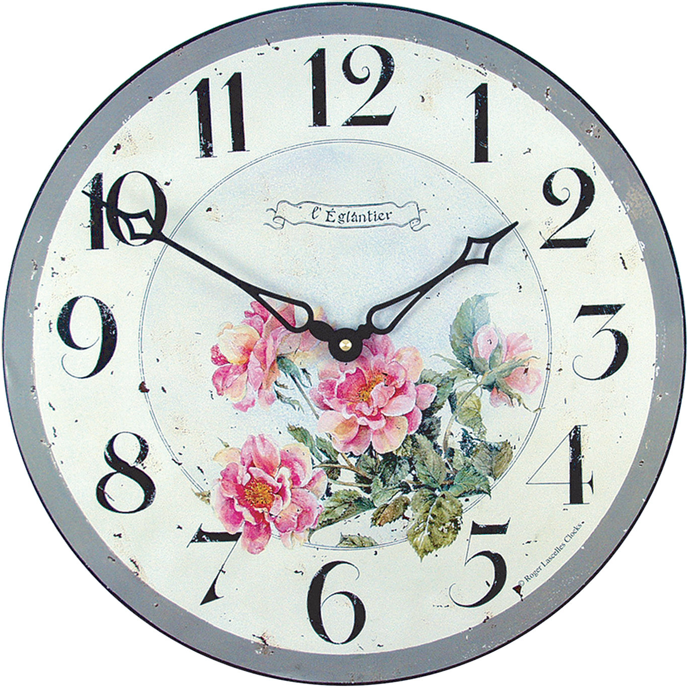 Roger Lascelles Clocks Pink Roses Wall Clock - 36cm | Wayfair.co.uk