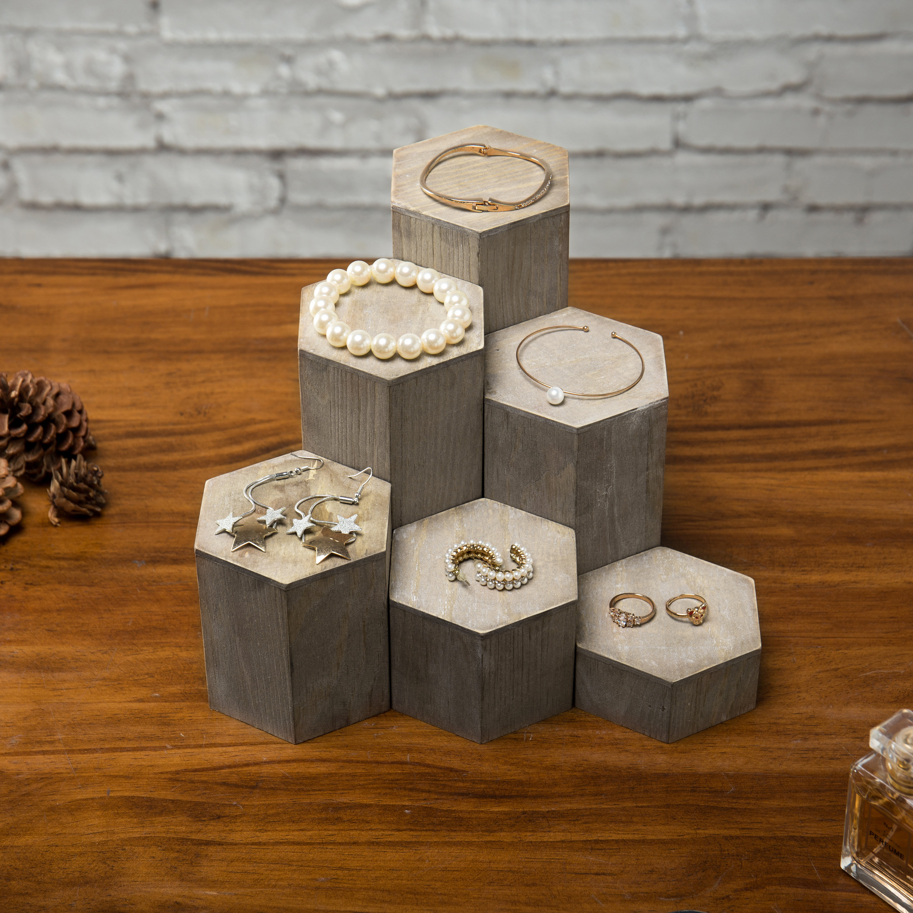 Gracie Oaks 6 Piece Hexagonal Display Stand Risers | Wayfair