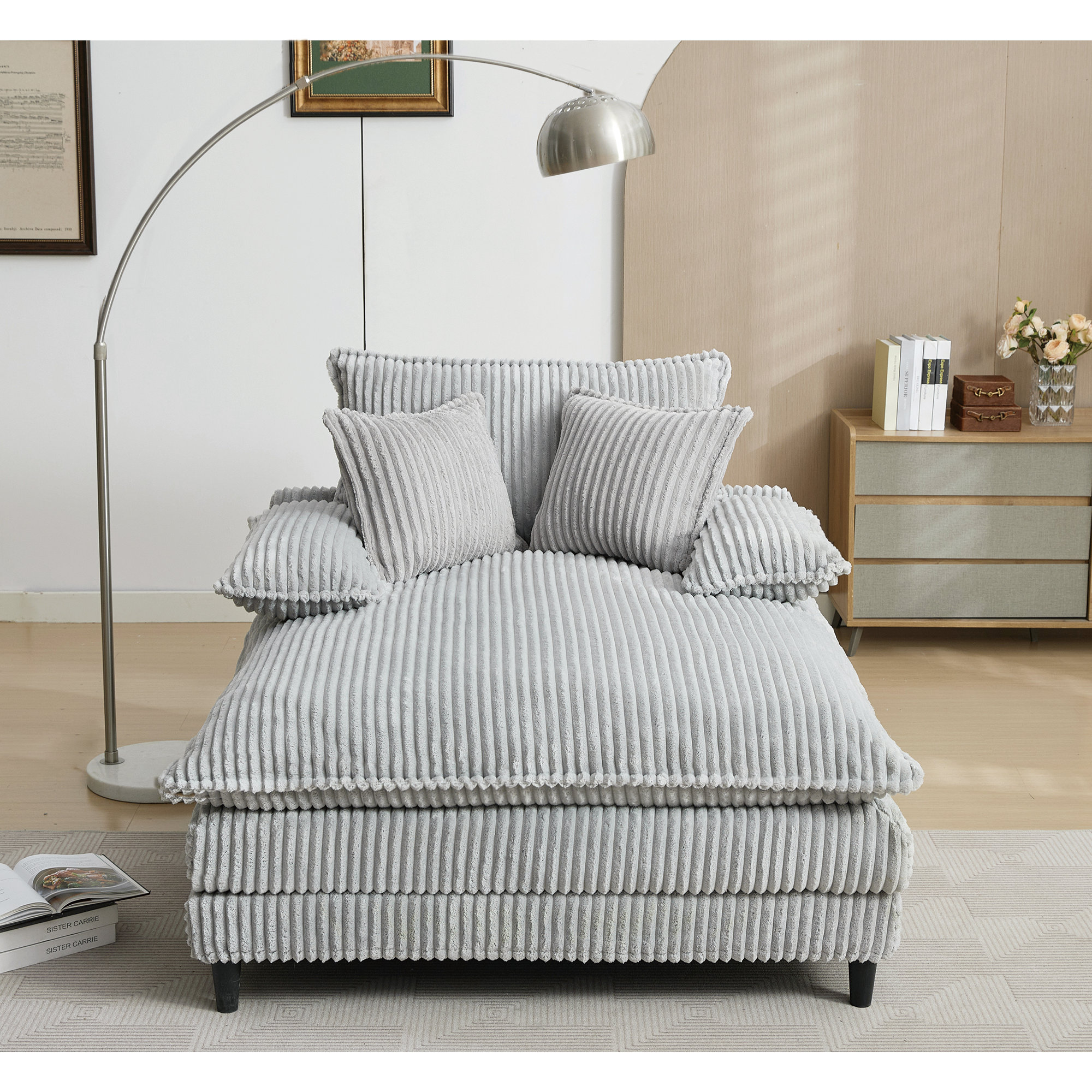 Mercer41 54.75" W Oversized Chaise Lounge Chair Fluffy Cushioned Sofa ...