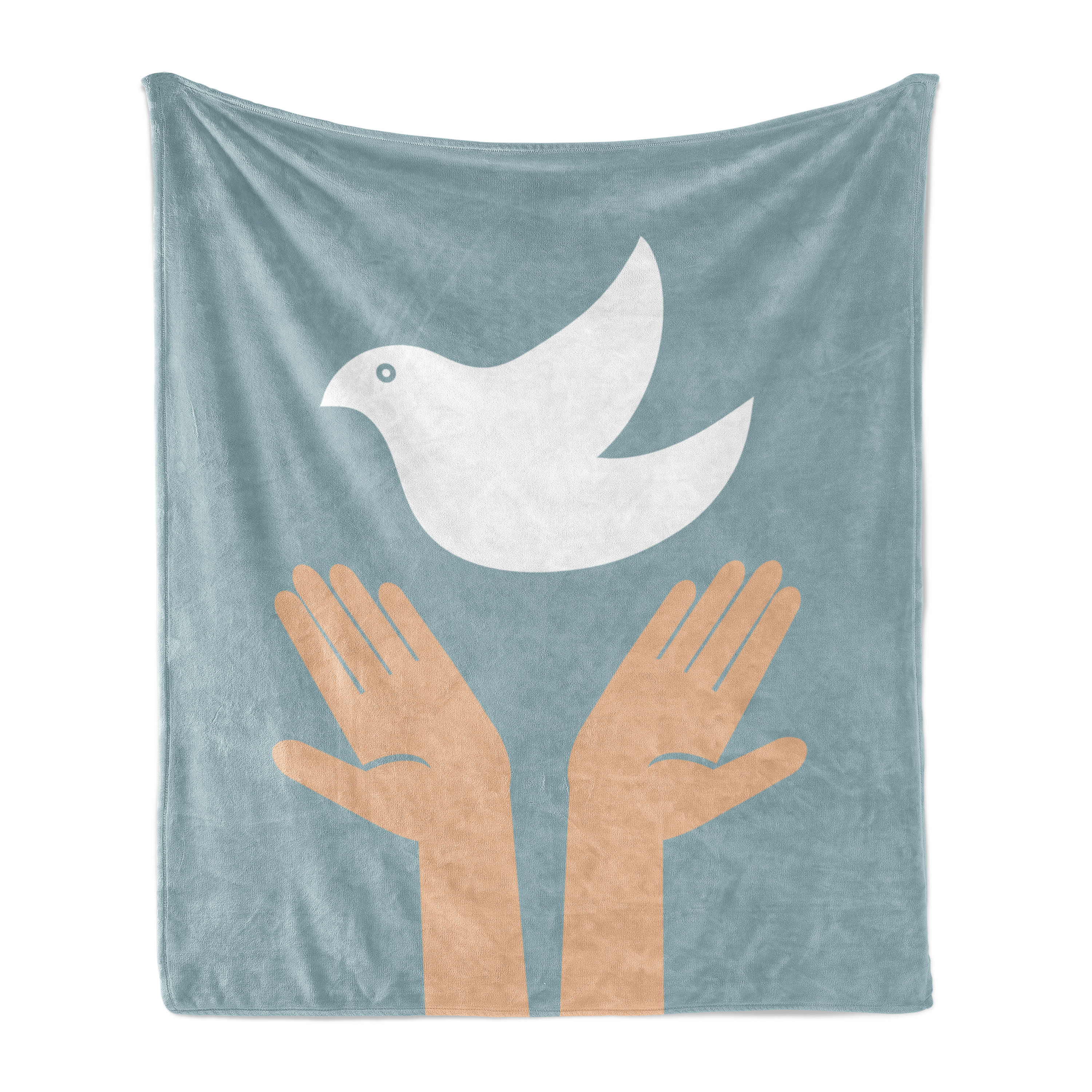 Ambesonne Hippie Fleece Throw Blanket Peace Dove Flying Hands | Wayfair