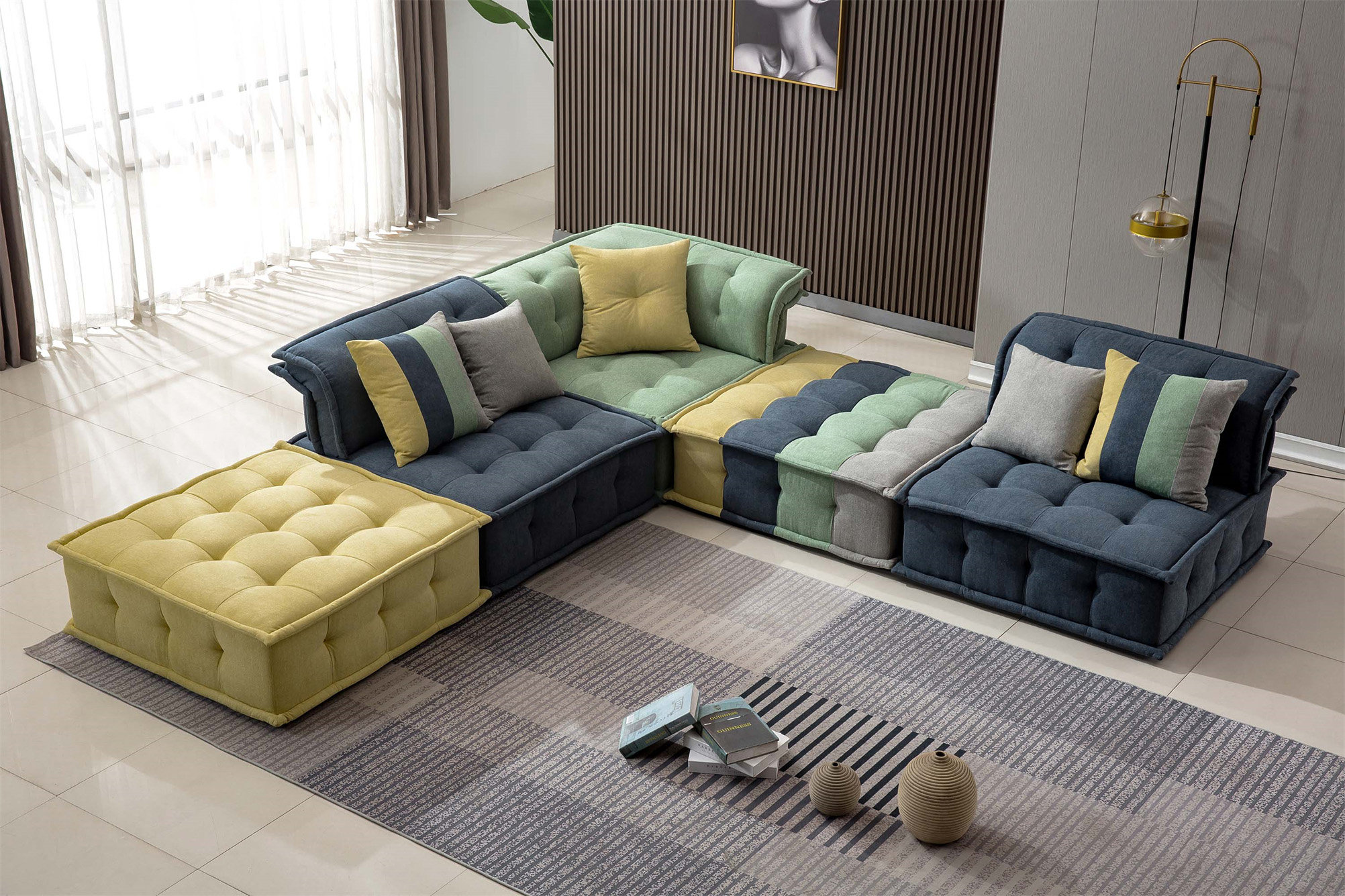 Mercer41 Velvet Luxe Modular Living Set: 100% Polyester Velvet Modular ...