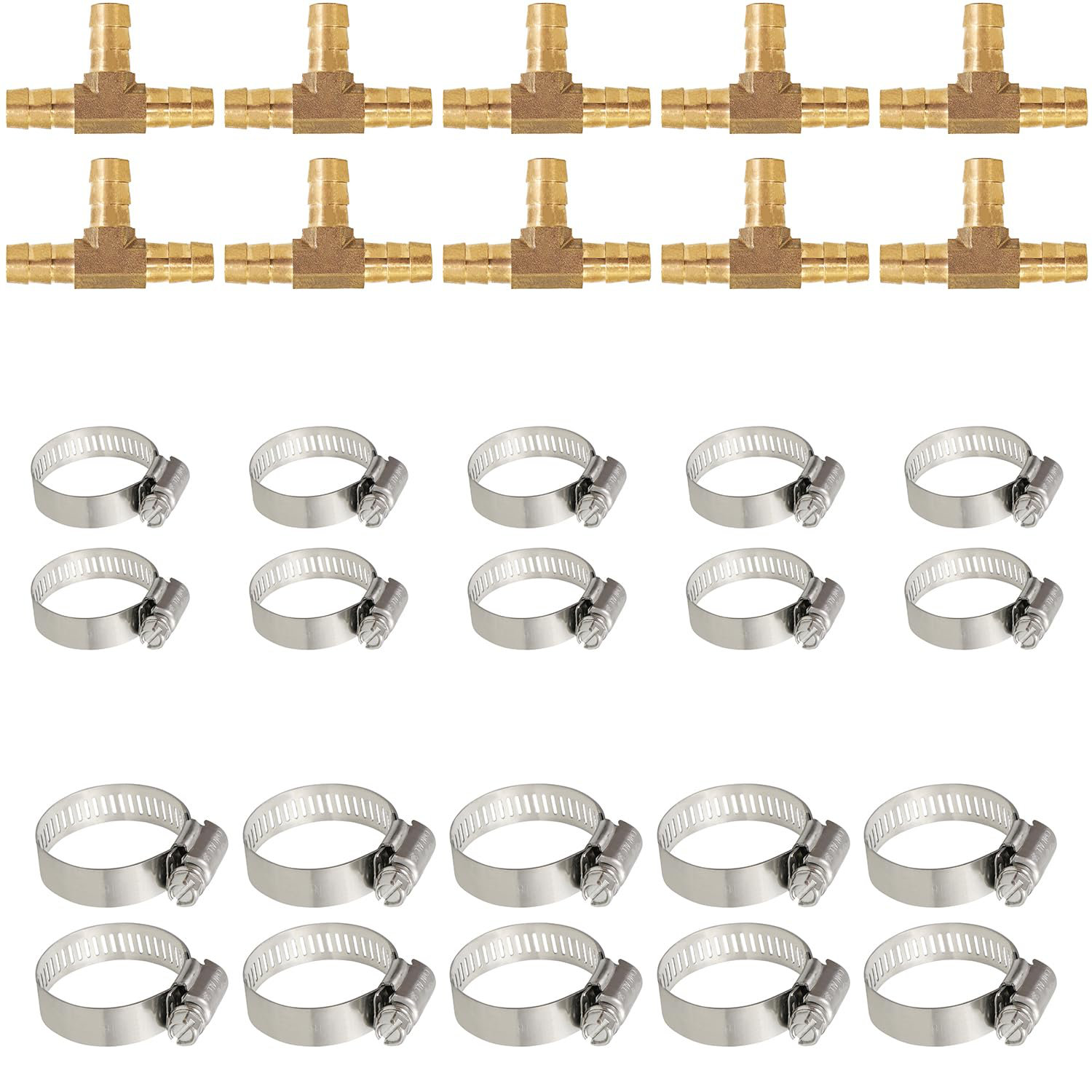 Highcraft 10Pcs 1/2" Hose Barb Splicer Fitting w/ 20 Stainless Steel ...