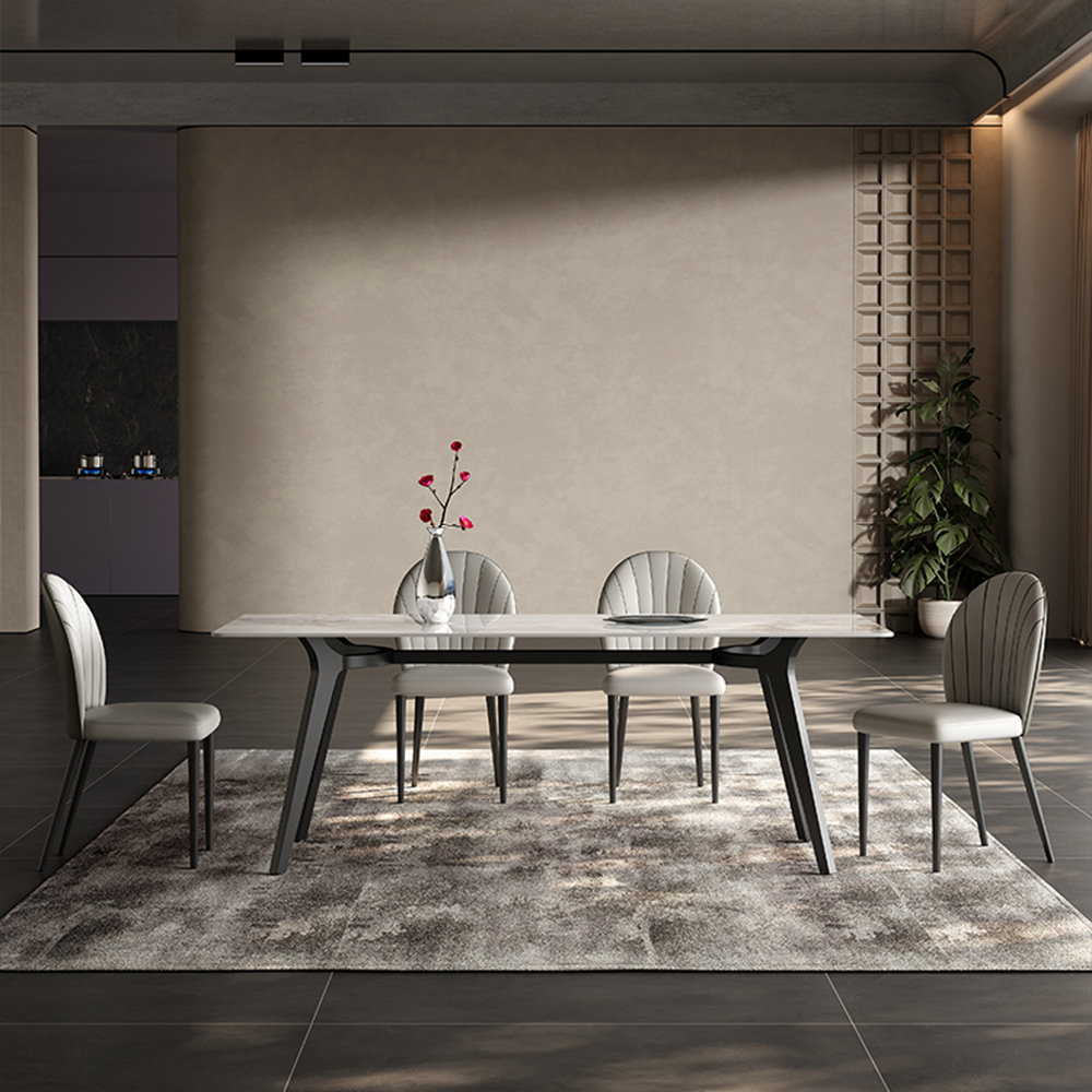 HomeLuxea Carbon Steel Dining Table With Matching Chairs Rectangular ...