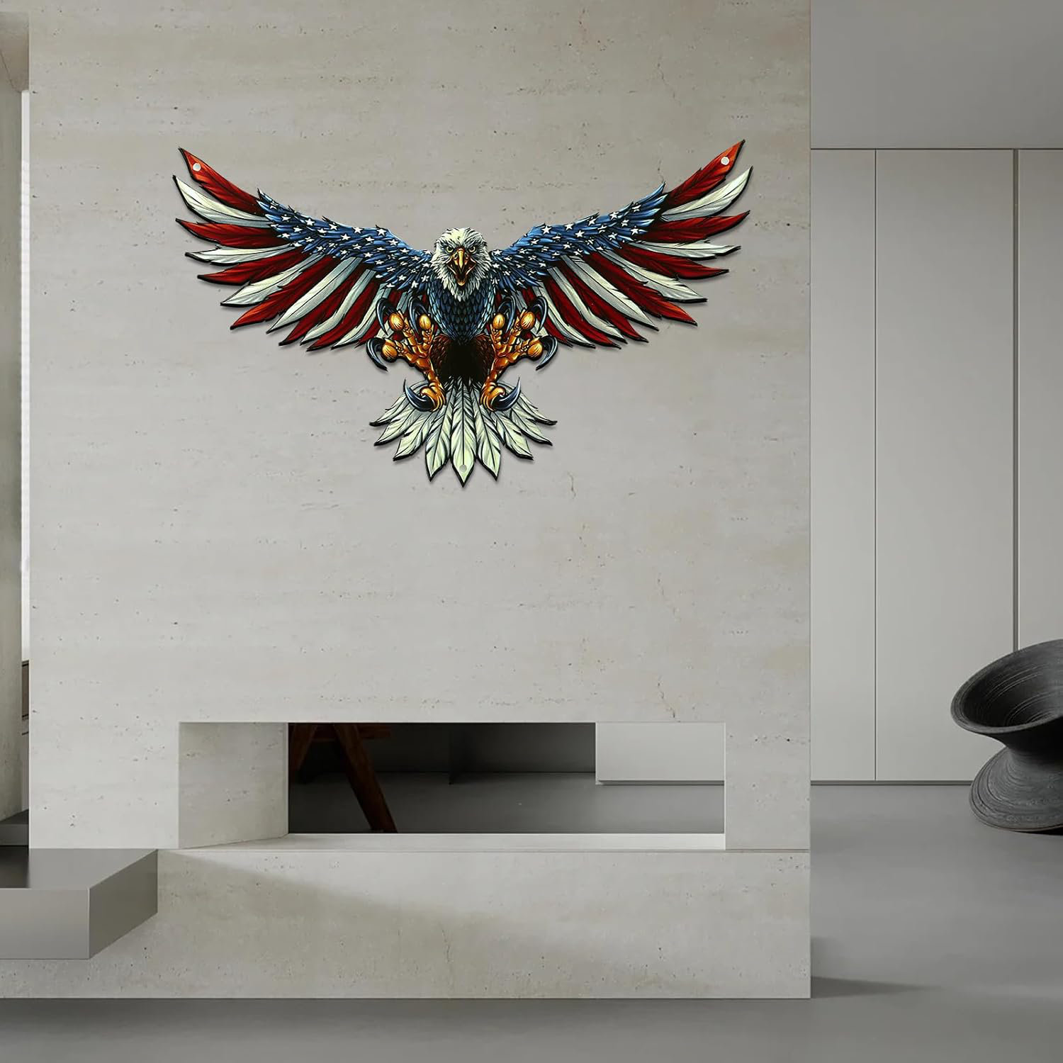 BLASIVE Metal American Bald Eagle Wall Art 40"*24" Oversize Metal Eagle ...