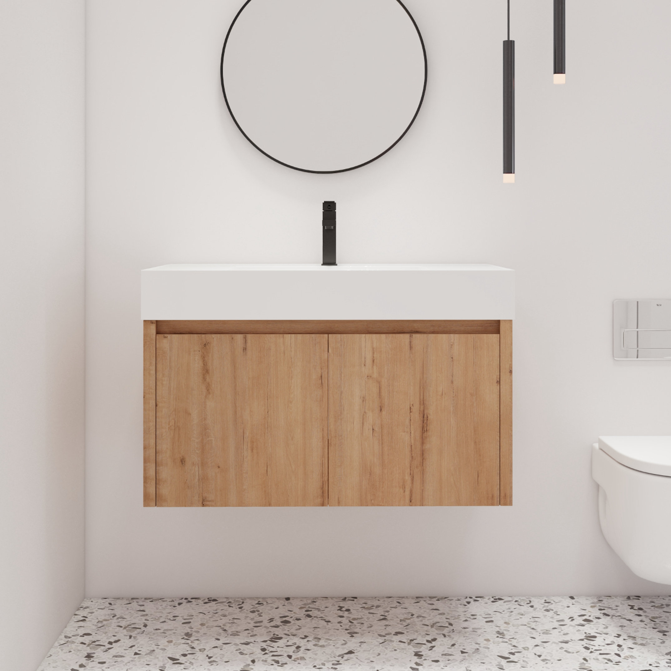 Millwood Pines Decourcey 36"Single Sink Wall Mounted Bathroom Vanity ...