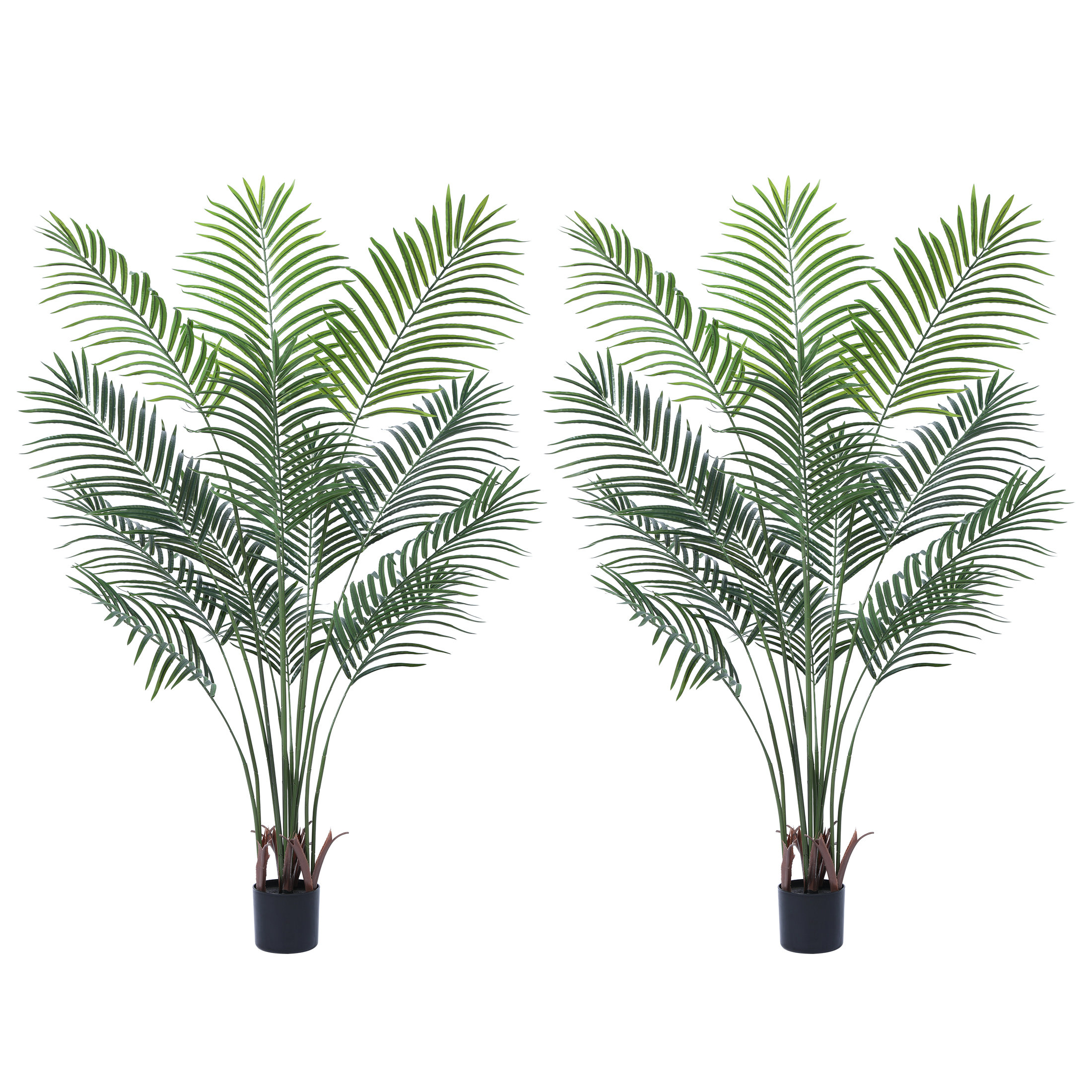 Primrue Adcock 2 Artificial Palm in Pot Set, Faux Green Palm Plant ...