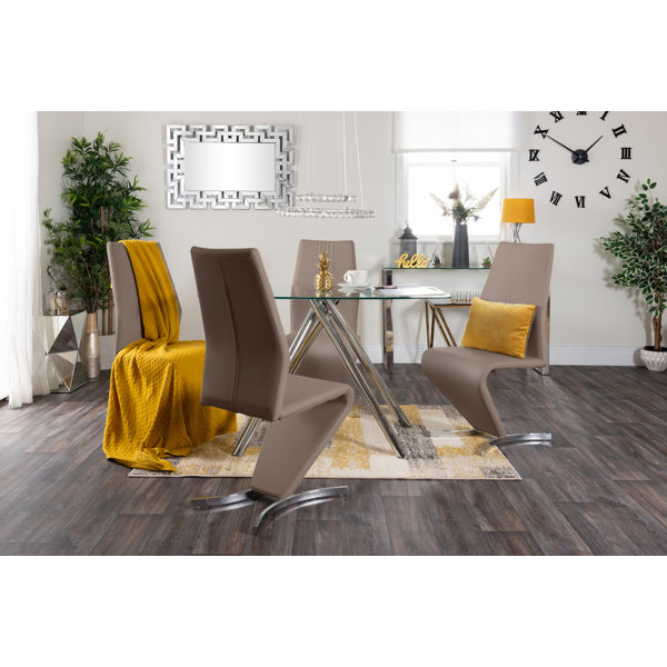 Furniture Box Cadenza Modern Glass And Chrome Dining Table Set with 4 ...