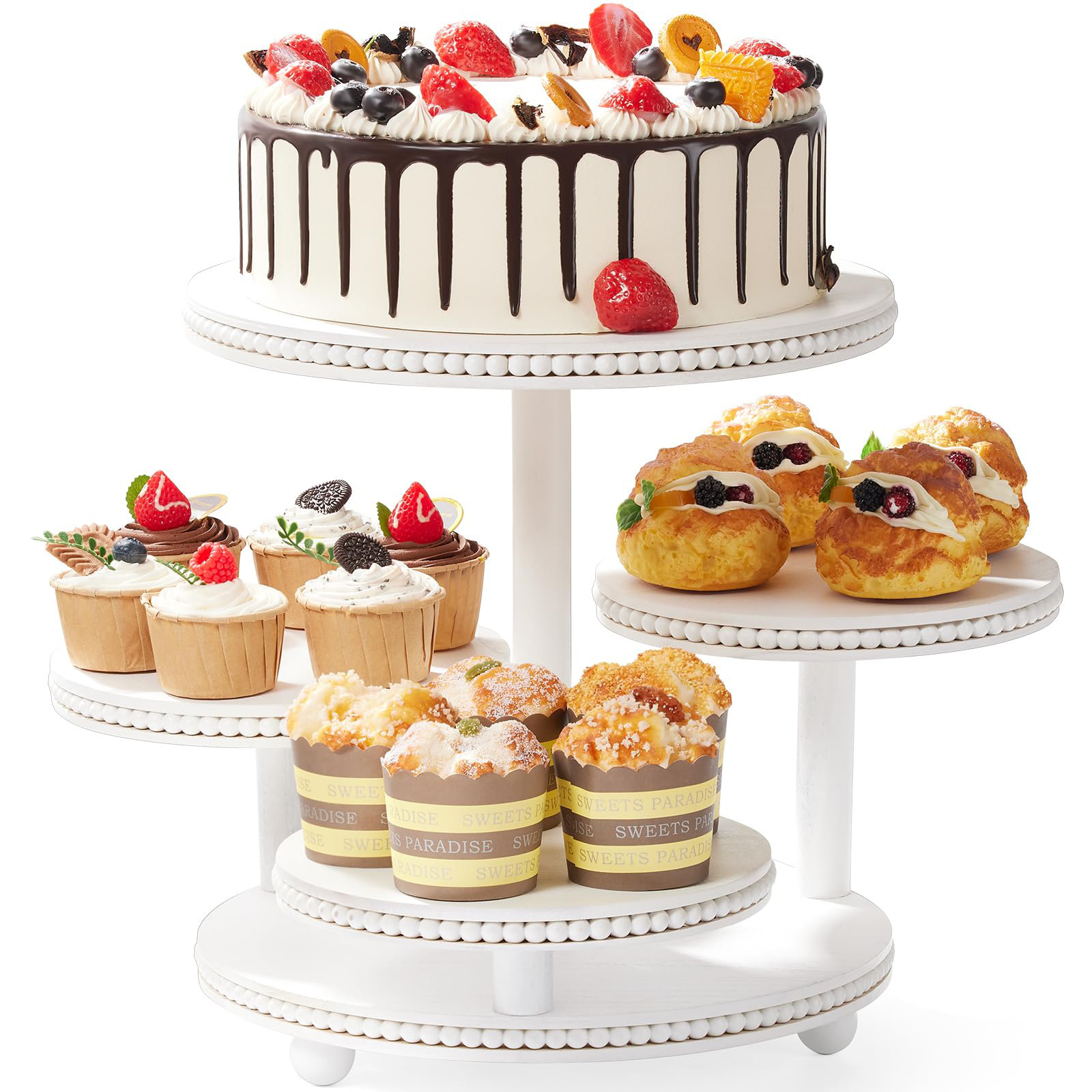 Red Barrel Studio® Four Tier Round Beaded Cupcake Tower With Tiered ...