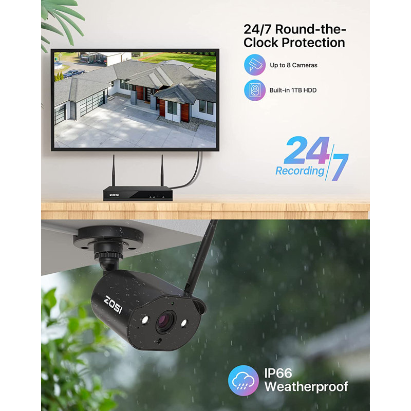 ZOSI 8CH 3MP NVR Security Camera System With 1TB HDD, 4Pcs WIFI ...