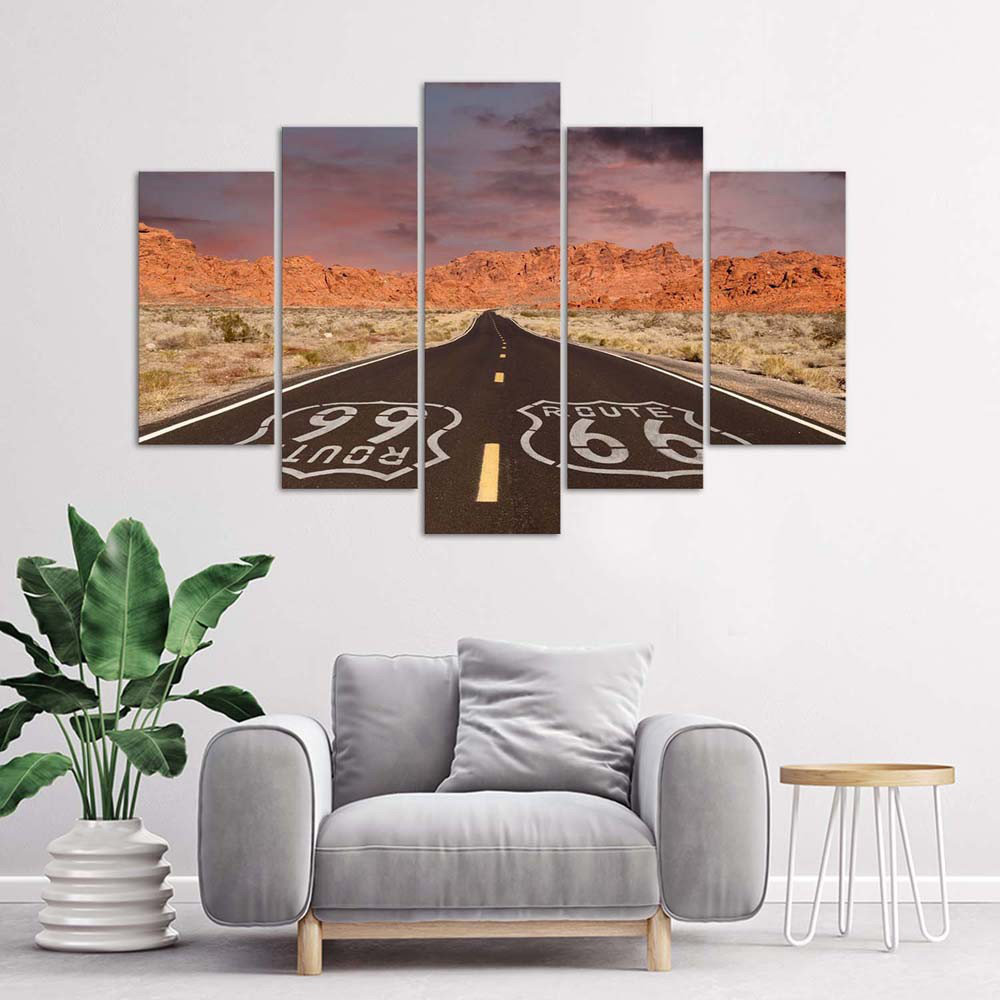 Union Rustic Route 66 Road Landscape - 5 Piece Print | Wayfair.co.uk