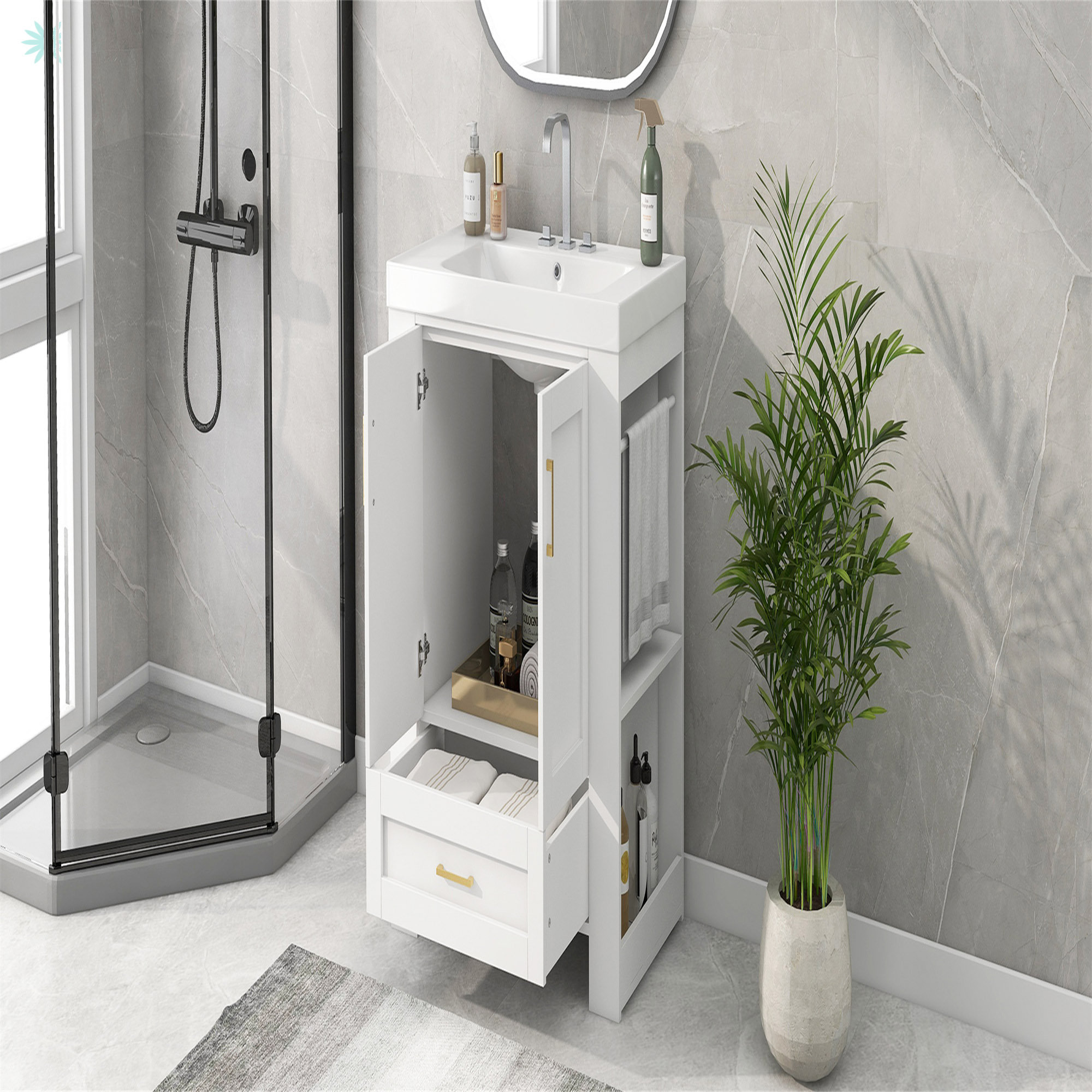 Everly Quinn Modern Bathroom Vanity with Seperate Basin Sink | Wayfair