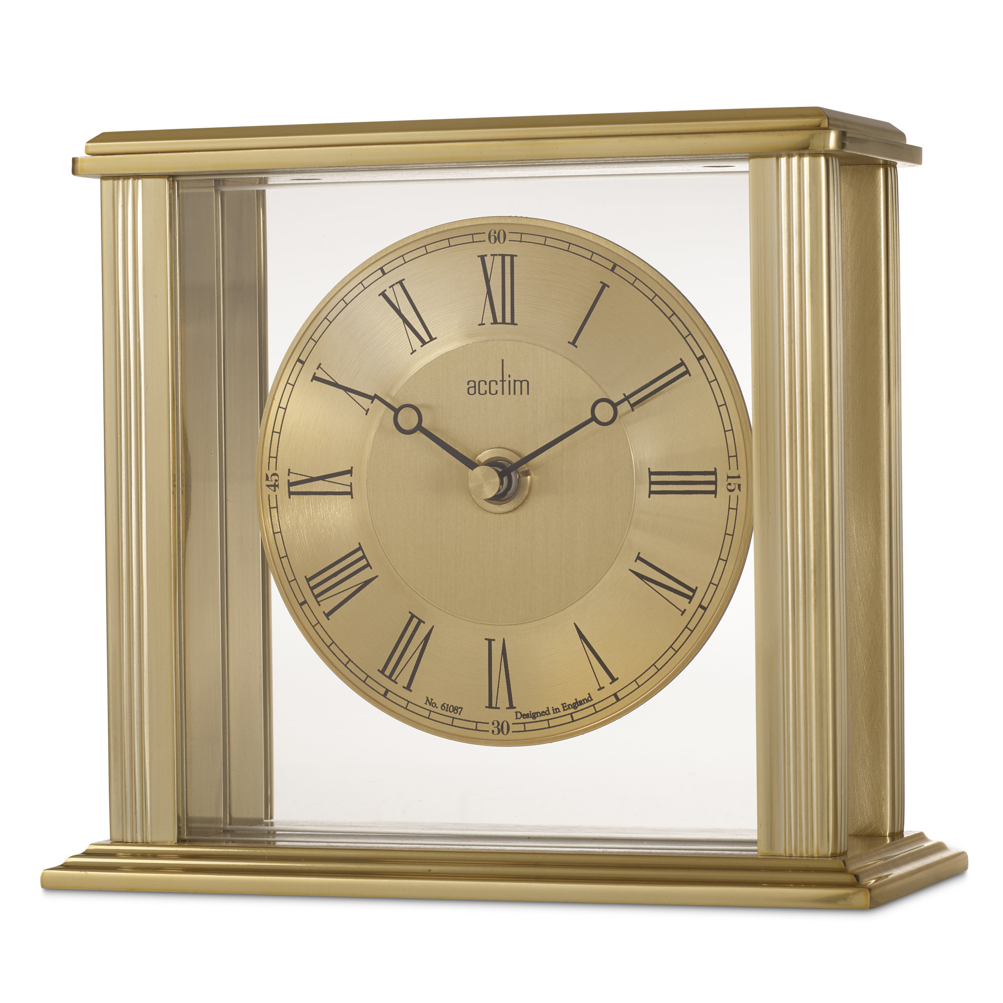 Acctim Gayhurst Mantel Clock Quartz Polished Metal & Glass Floating ...