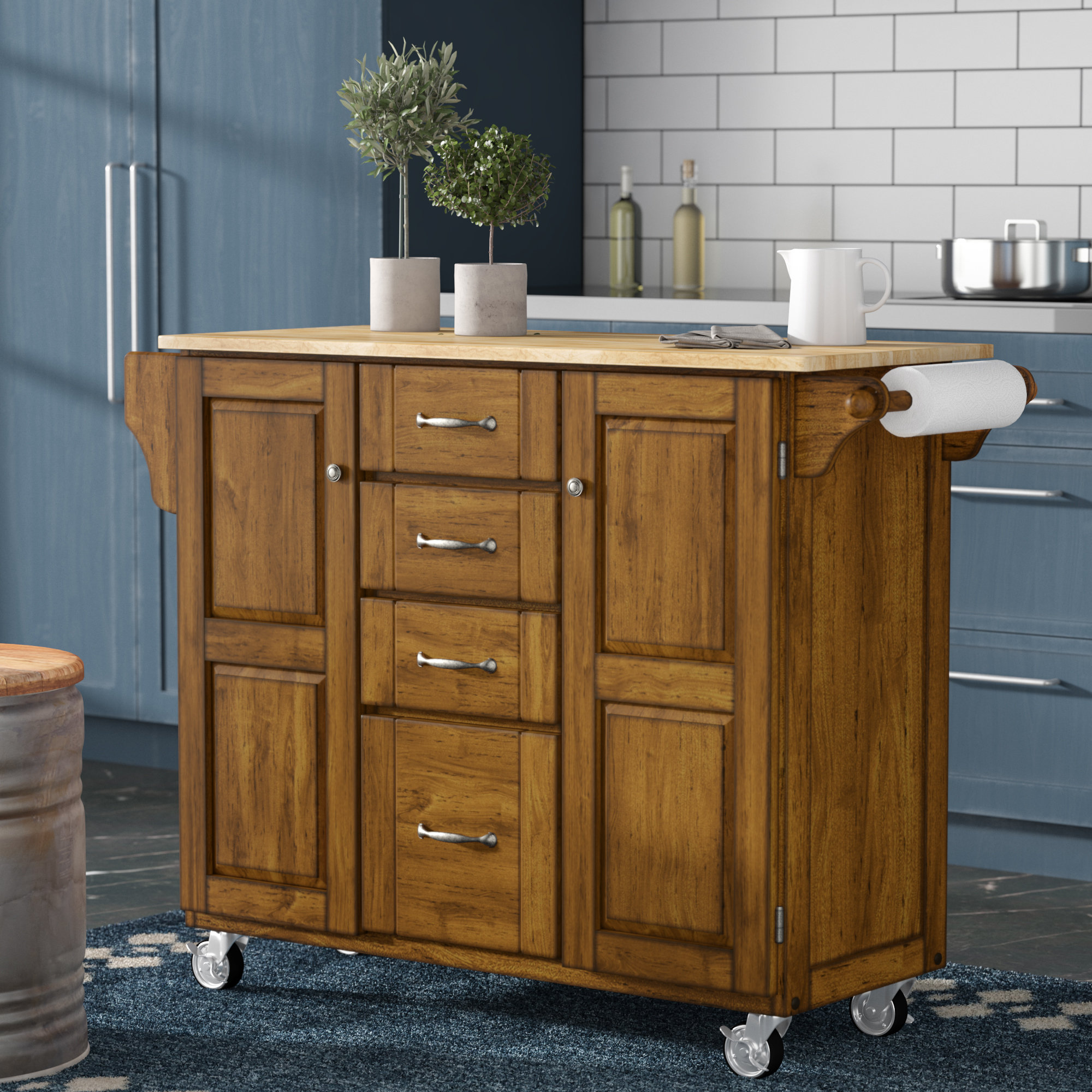 Red Barrel Studio® Littrell Solid Wood Kitchen Island & Reviews | Wayfair