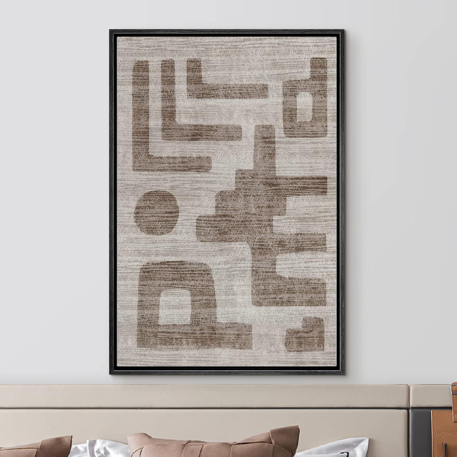 IDEA4WALL Geometric Line Rustic Brown Polygon Collage Abstract ...