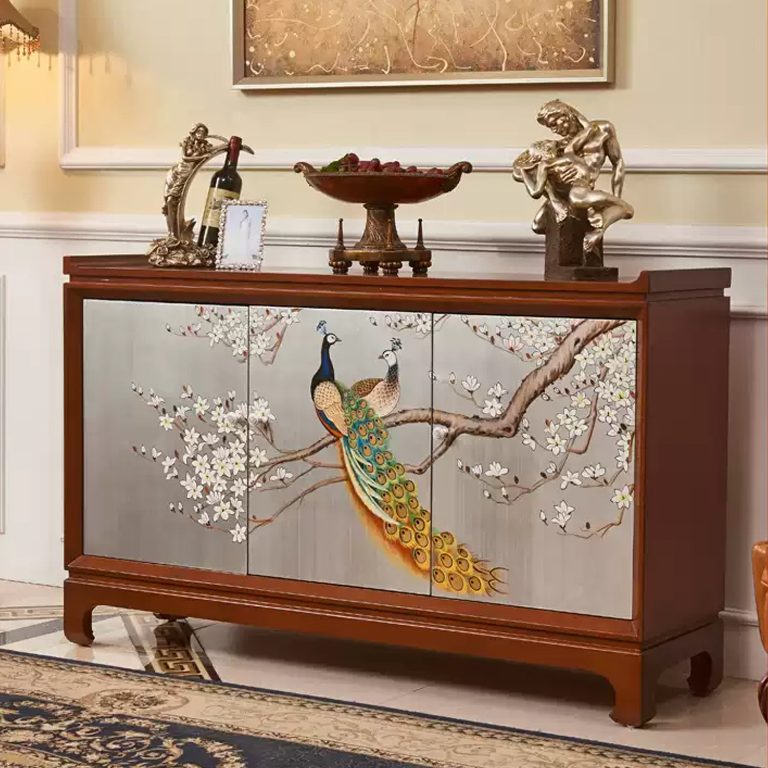 Vivid Space Creation Hand-Painted Entryway Side Cabinet Accent Cabinet ...