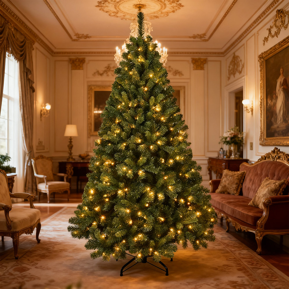 The Holiday Aisle® Pre-Lit PVC Christmas Tree With Wifi Music Sync LED ...
