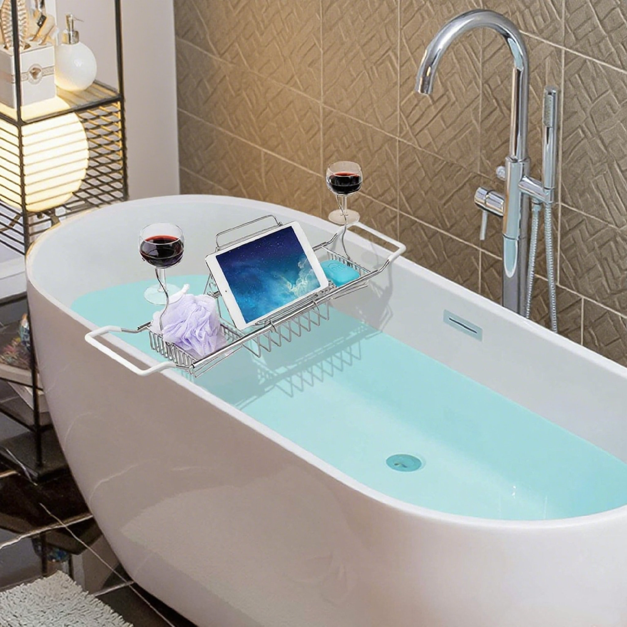 Brayden Studio® Freestanding Premium Stainless Steel Bathtub Tray With ...