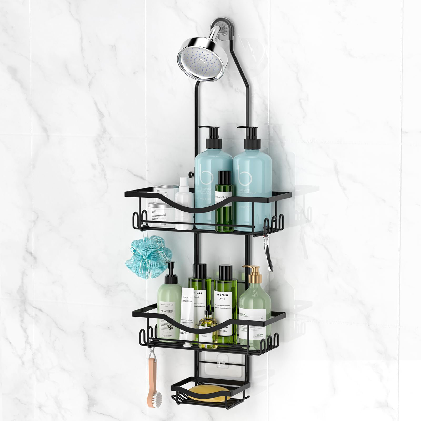 Latitude Run® Shower Caddy Hanging Adjustable Shower Caddy, Rustproof ...