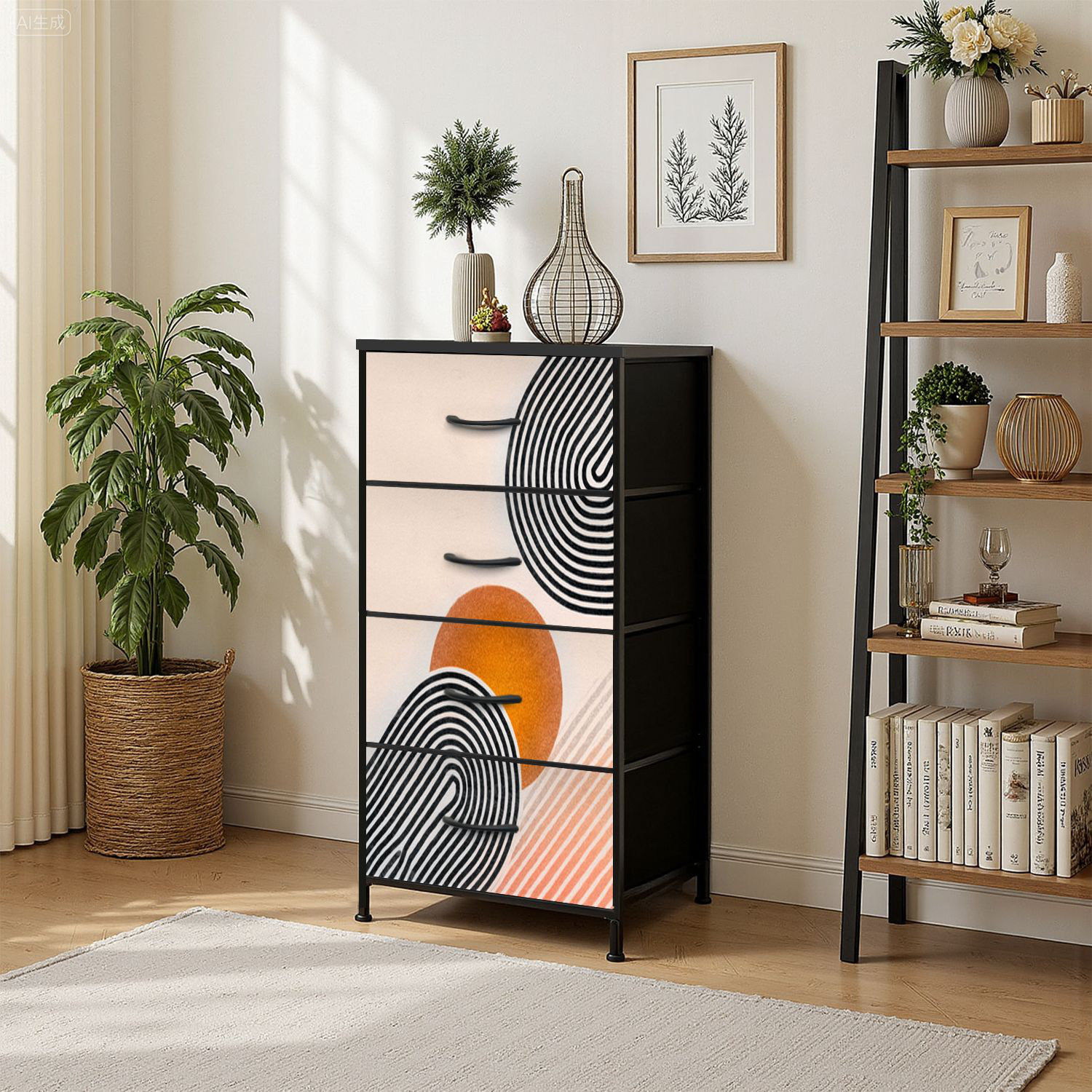 Ebern Designs 4 Drawer Vertical Storage Dresser Abstract modern ...