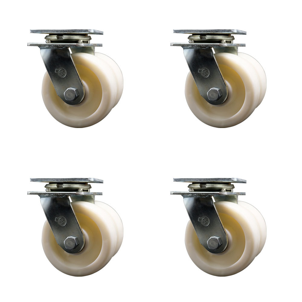 Service Caster 5 Inch Dual Nylon Wheels Swivel Casters Set with Ball ...