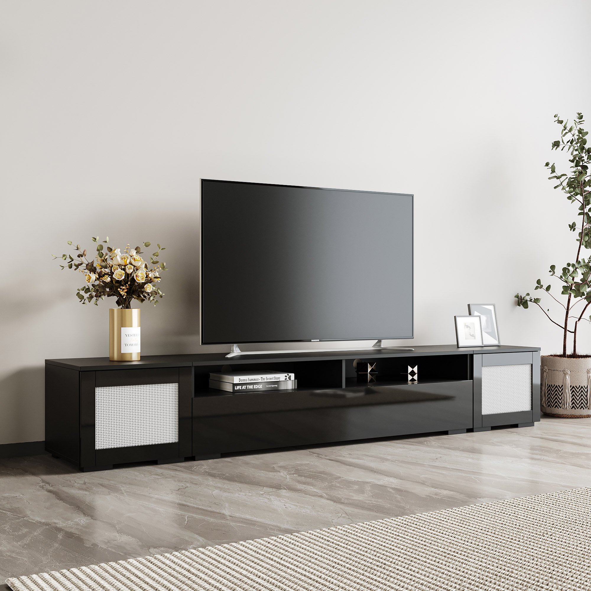 Ivy Bronx Modern TV Stand With Color Changing LED Lights For Home ...