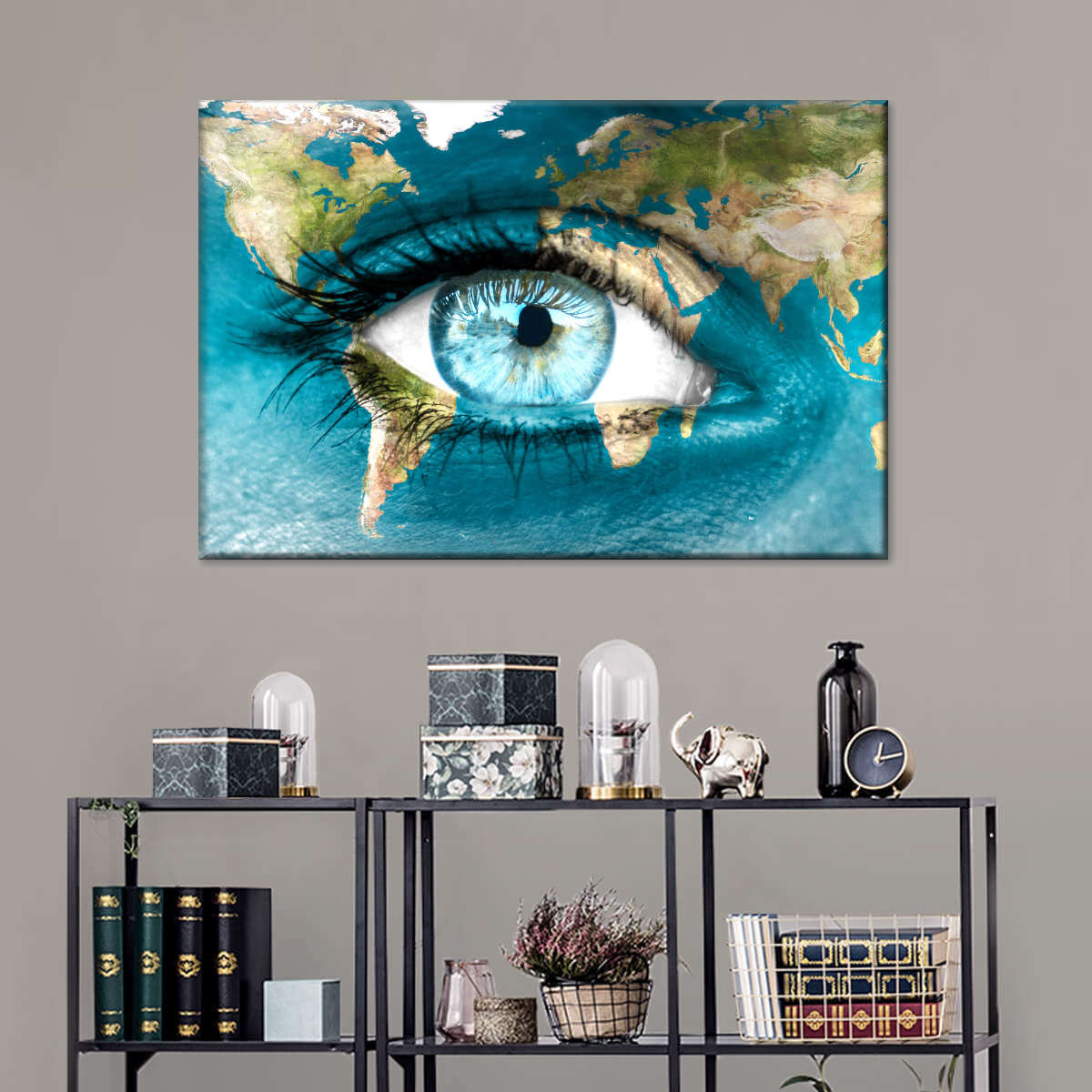 17 Stories Earth Eye Map On Canvas Print | Wayfair