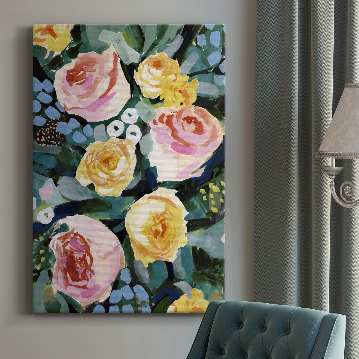 Red Barrel Studio® Flower Jumble - Wrapped Canvas Graphic Art | Wayfair