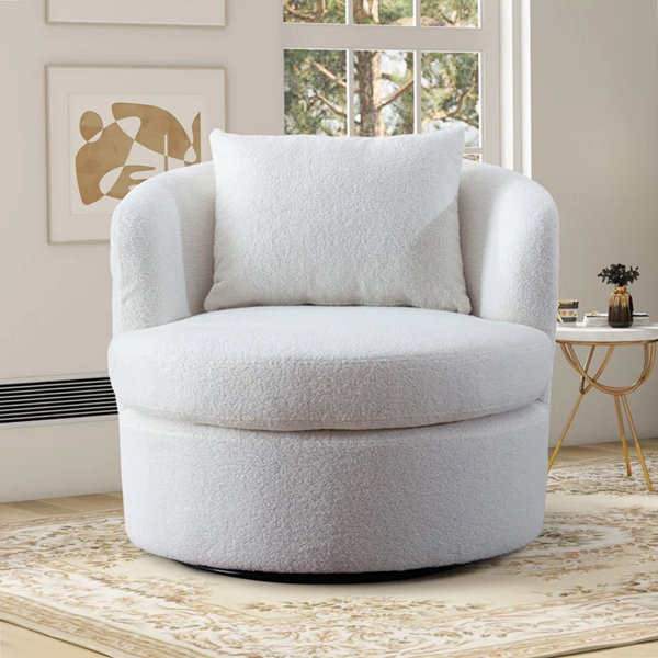 Red Barrel Studio® Loken Upholstered Swivel Barrel Chair | Wayfair