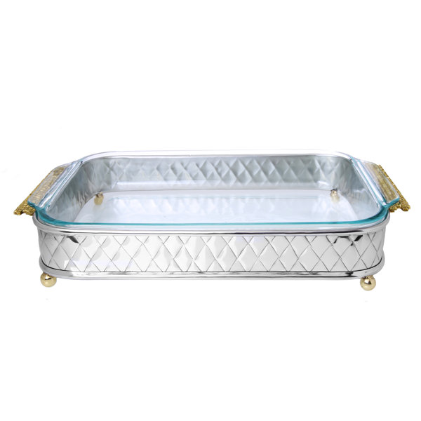 Classic Touch Rectangular Pyrex Holder with Mosaic Handles | Wayfair