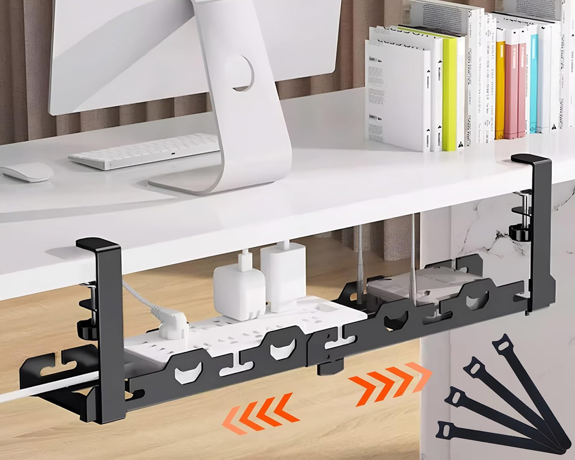 Abbie Home Metal Desk Cable Management Tray with Clamp | Wayfair