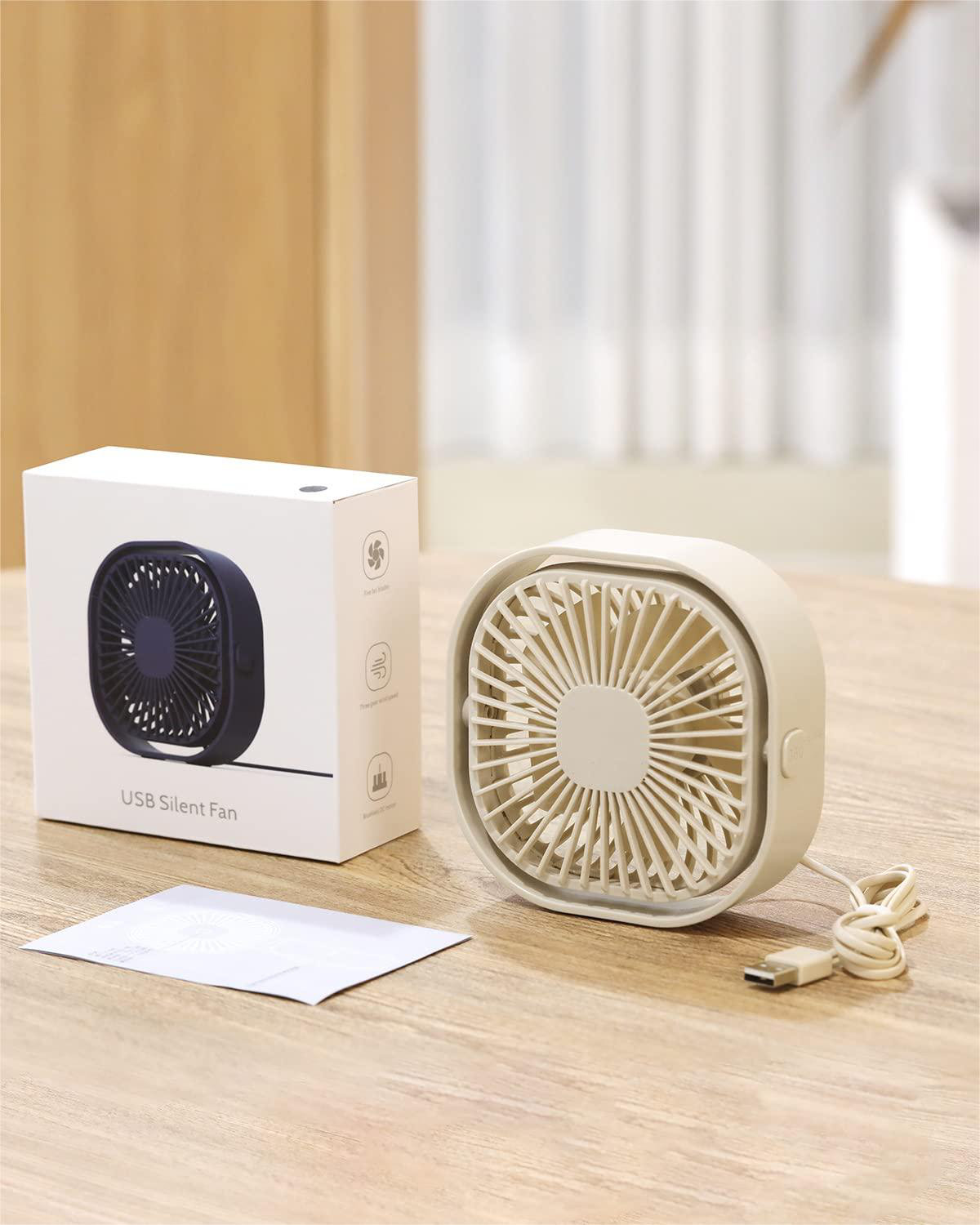 ELEMENTARY ENTERPRISE LLC Small USB Desk Fan,3 Speeds Portable Table ...