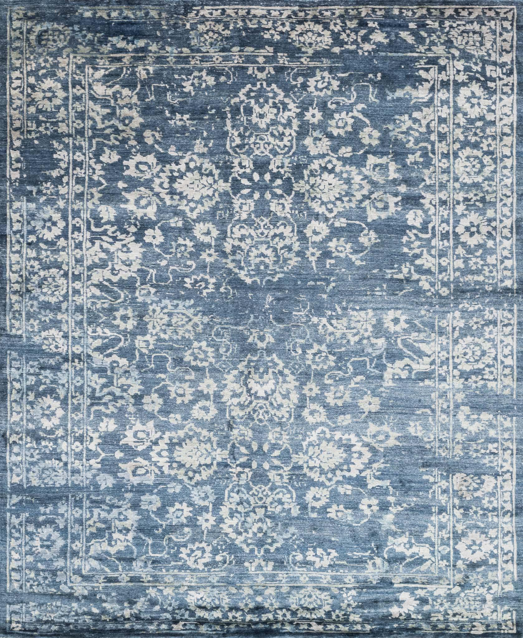 Rosdorf Park Leffel Hand-Knotted Denim Area Rug | Wayfair