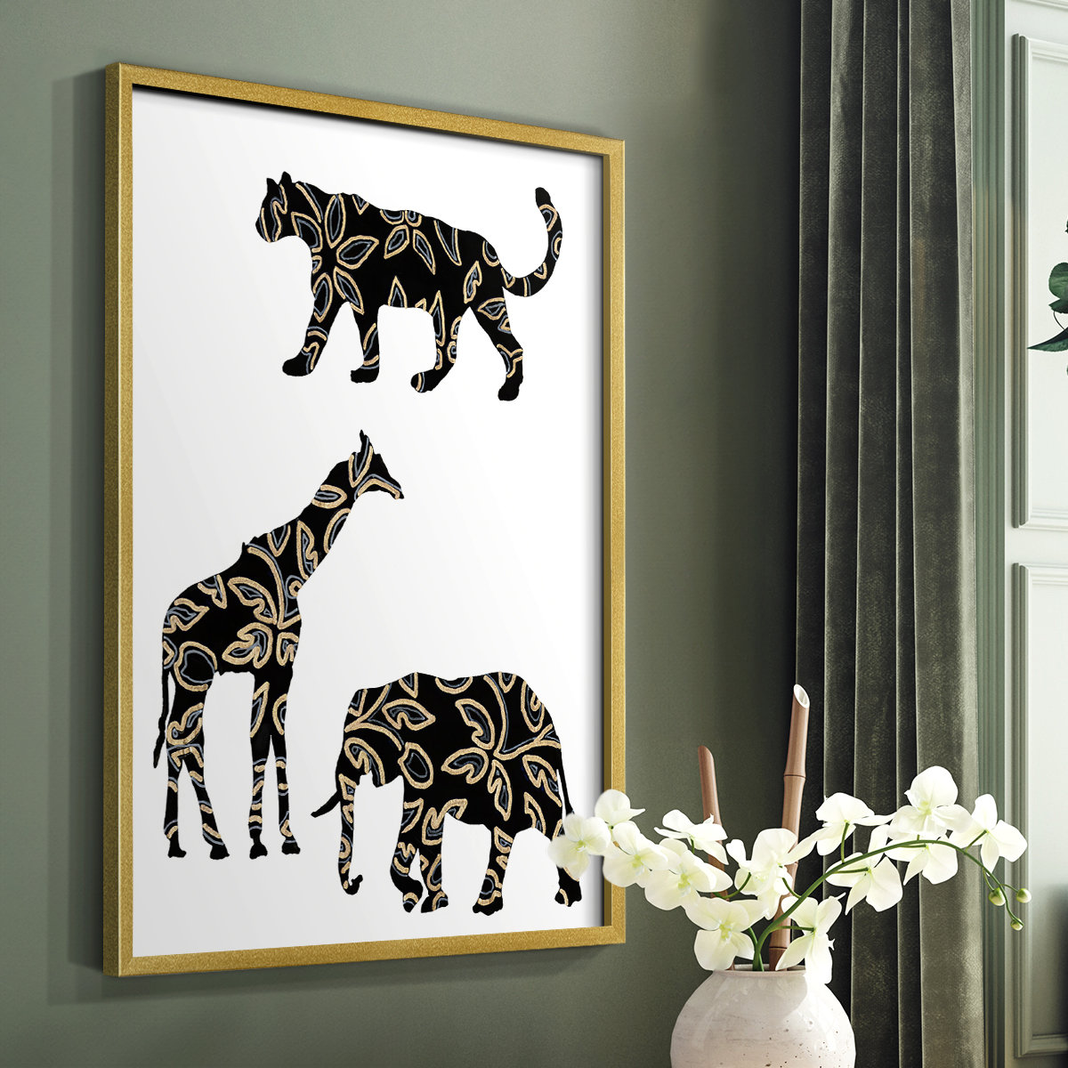 Dakota Fields Ornamental Safari Animals III Framed Print - Solid Wood ...
