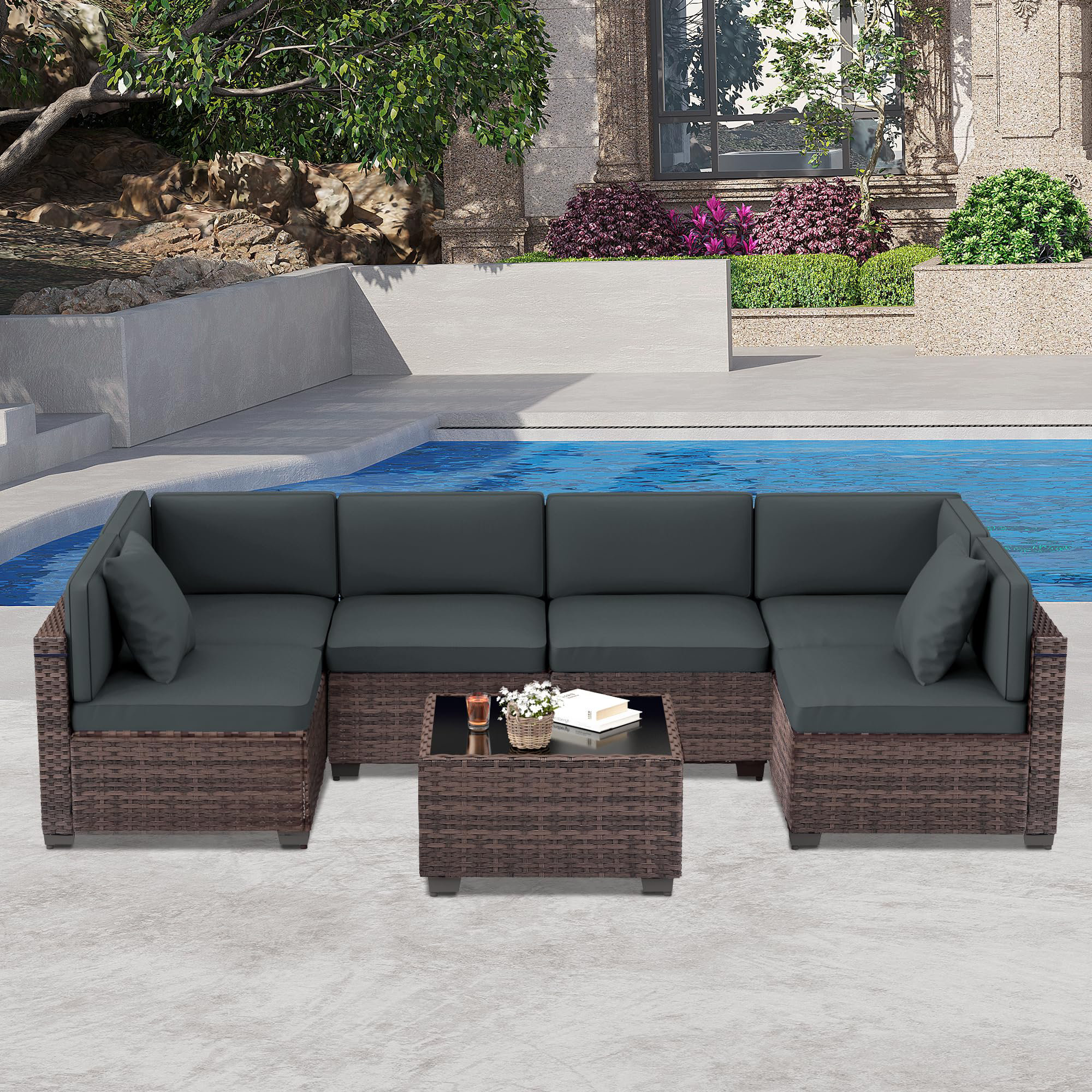 Latitude Run® 103.4" Wide Outdoor L-Shaped Patio Sectional With ...