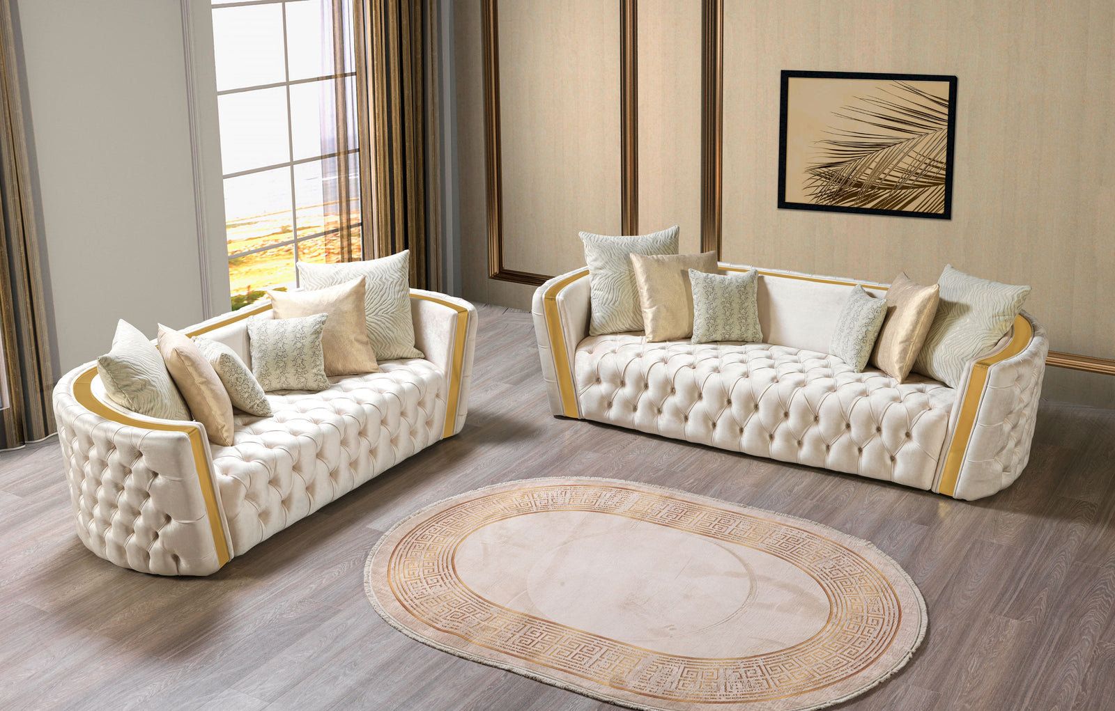 Rosdorf Park Fanci Ivory Velvet Sofa 94" & Loveseat 82" | Wayfair