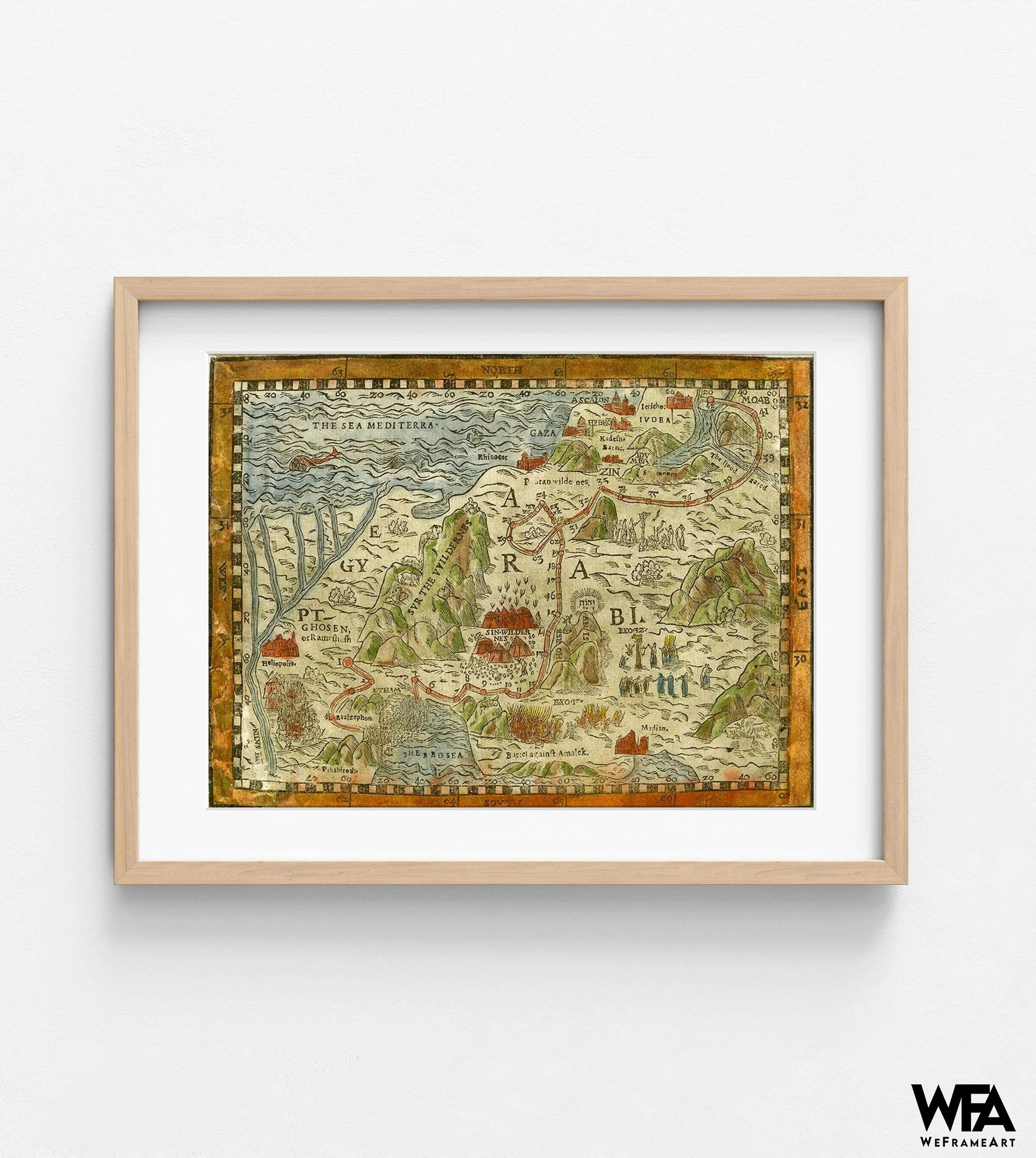 WeFrameArt Exodus By Vintage Maps, Bible History Map, Exodus Map Print ...
