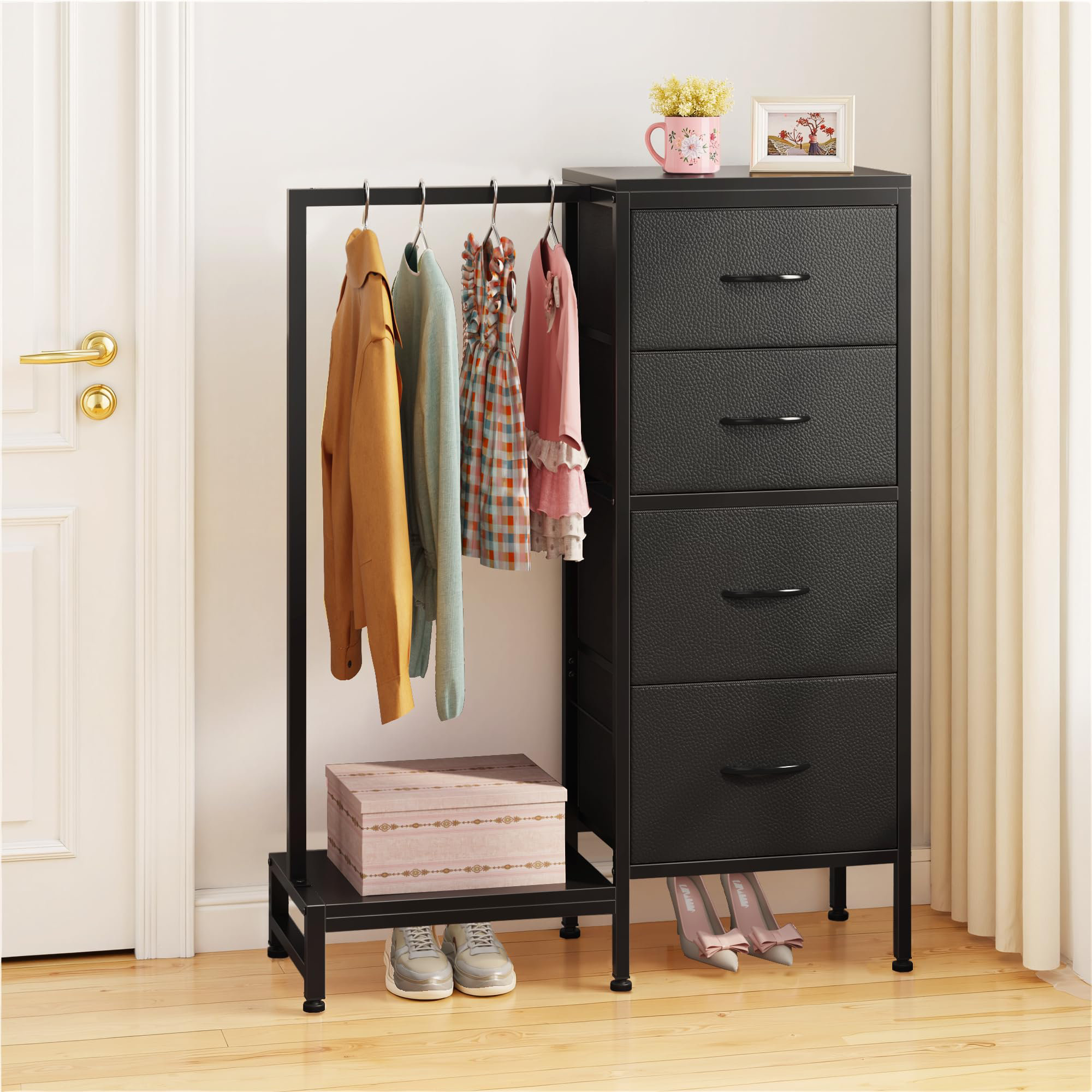 17 Stories Dresser with Hanging Rack, Reversible Dresser for Bedroom ...