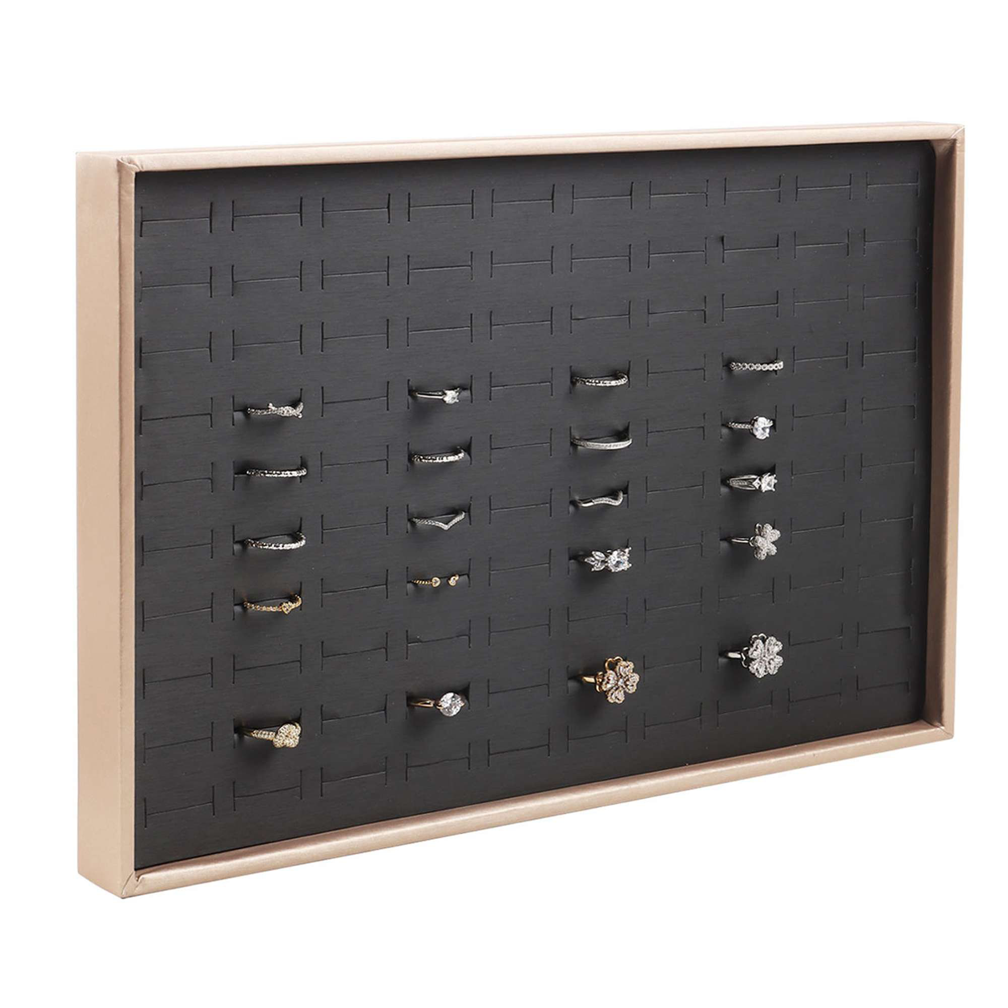 Ebern Designs 100 Slots Jewellery Ring Organizer Tray Display Case with ...