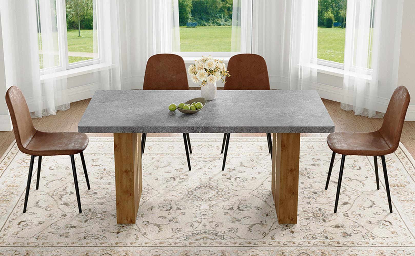 Loon Peak® Modern MDF Dining Table with 4 Comfortable Technology-Fabric ...