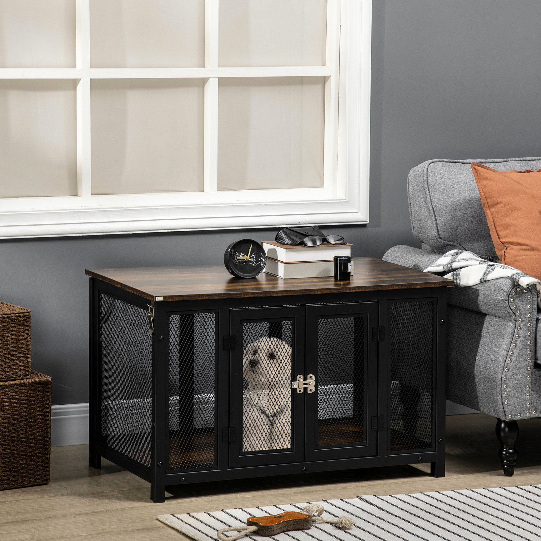 Hokku Designs Dog Kennel - Brown, Spacious Strong Weight Capacity, Easy ...
