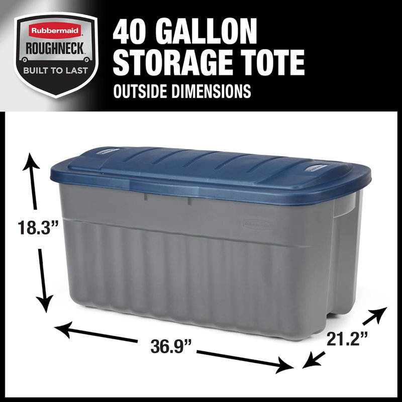 Rubbermaid Roughneck Storage Totes, 40 Gallon, 2 Pack, Dark Indigo ...