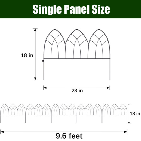 thealyn 23 " x 18 " Decorative Garden Fence Panel Set (Total Length 9.6 ...