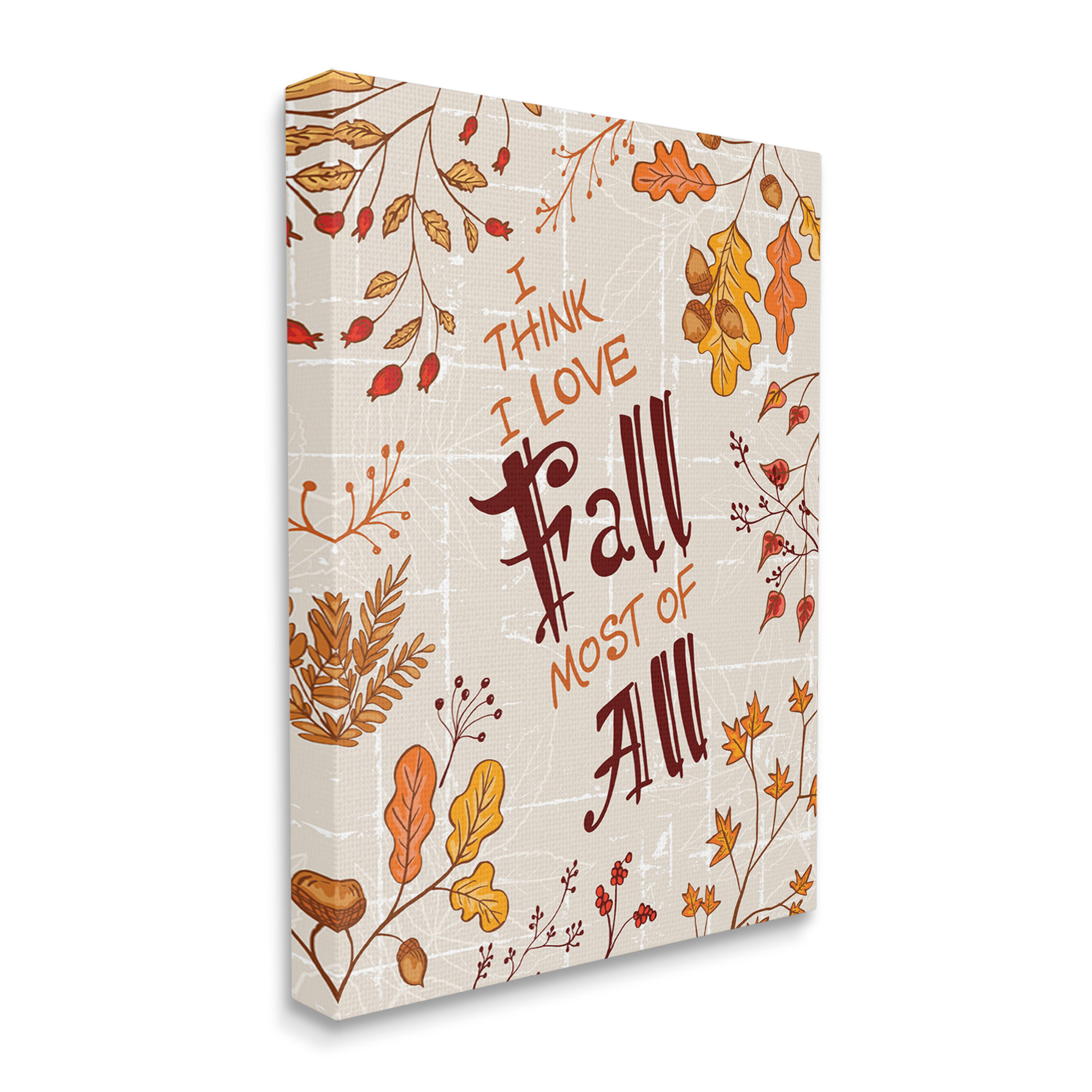 Trinx Love Fall Leaf Border On Canvas by Diane Labombarbe Print | Wayfair