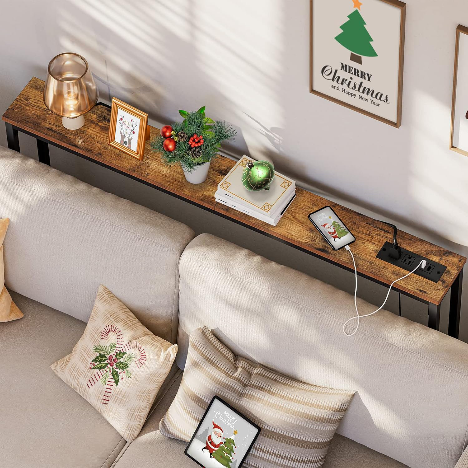 17 Stories 47.2" Skinny Console Table With Power Outlets And USB Ports ...