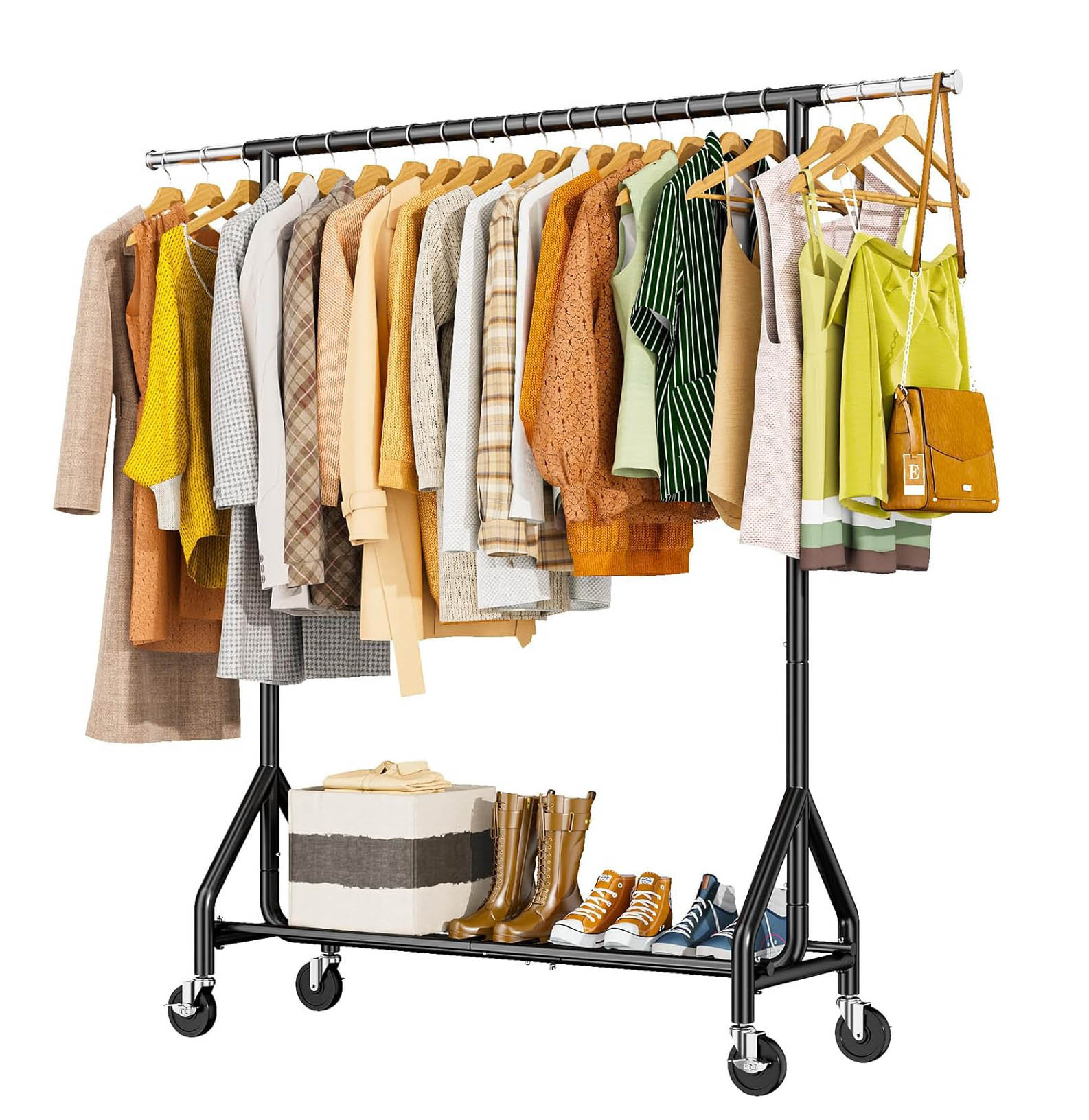 Everly Quinn Heavy Duty Clothes Rack, Metal Garment Rack, Standing ...