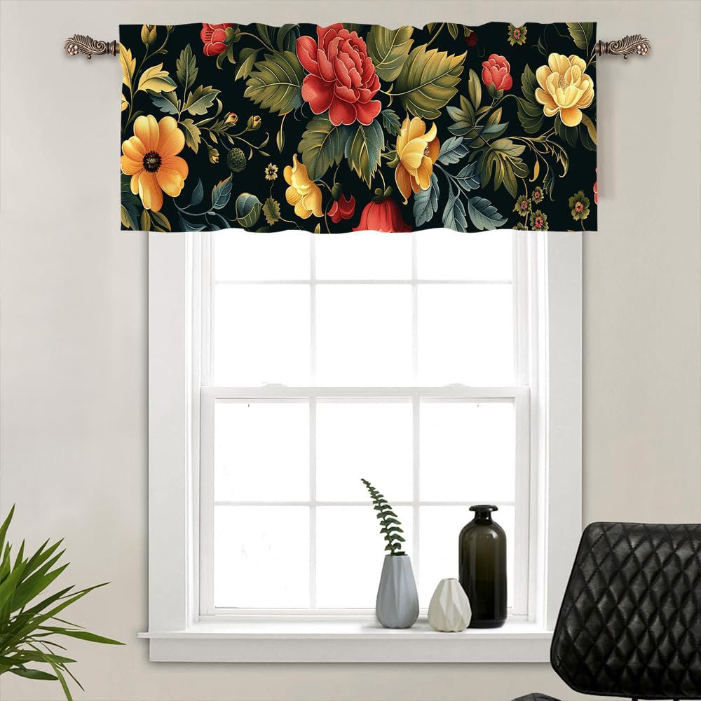 RAPTIZ Vintage Floral Kitchen Valances Curtains For Windows,Spring ...