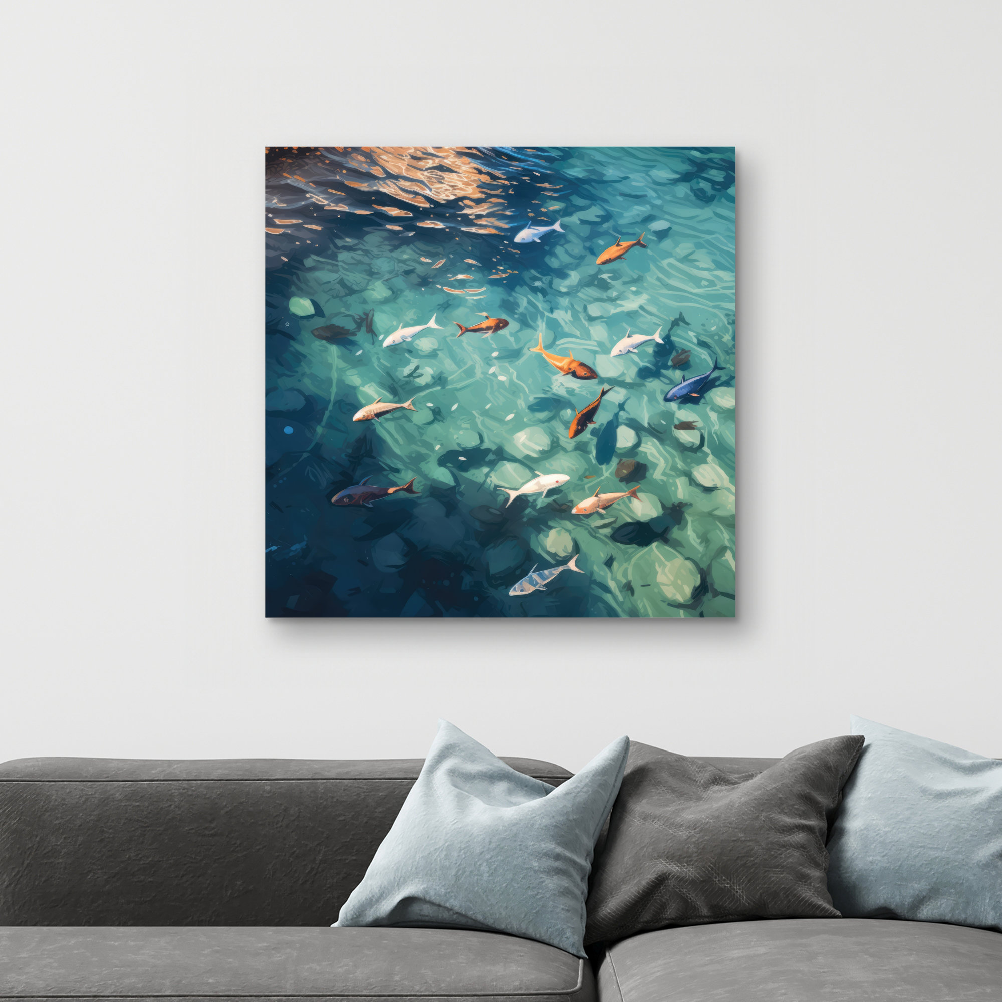 Lark Manor™ Caustic fish - 32"x32" art on canvas | Wayfair