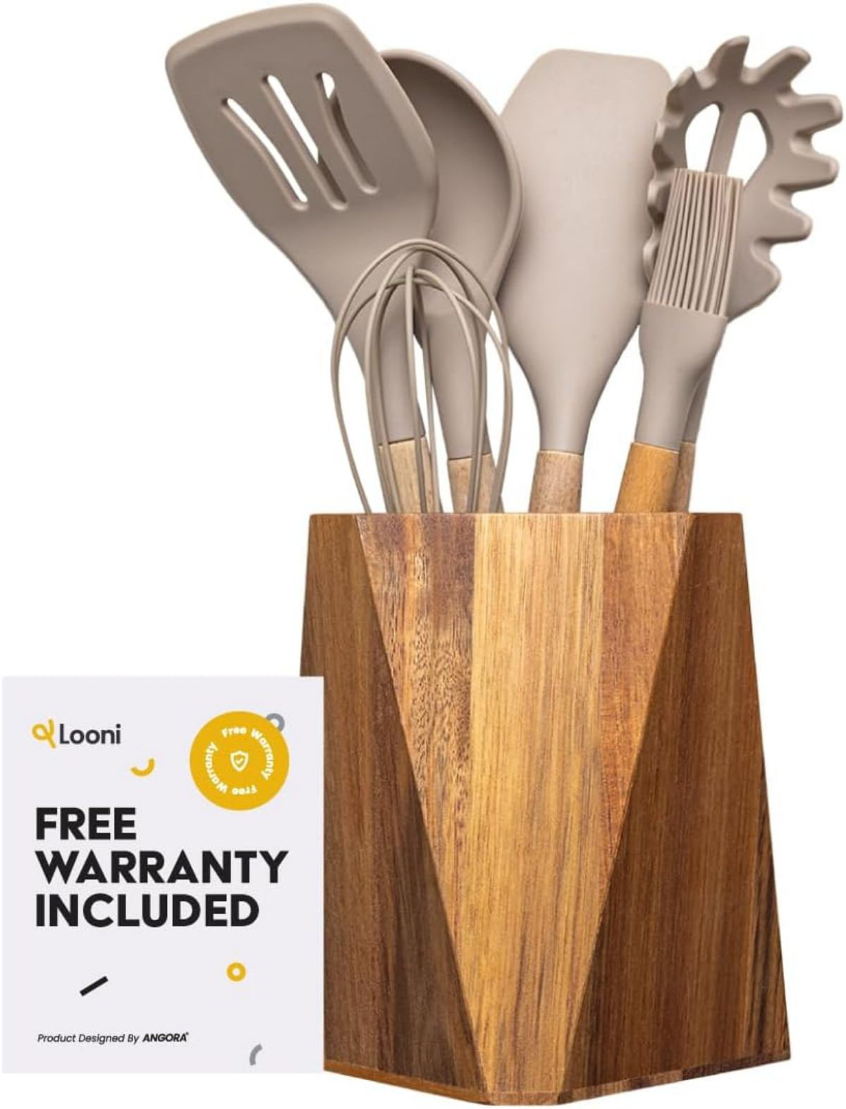 Anadea Wooden Utensil Holder - Stylish Utensil Crock - Reliable Utensil ...